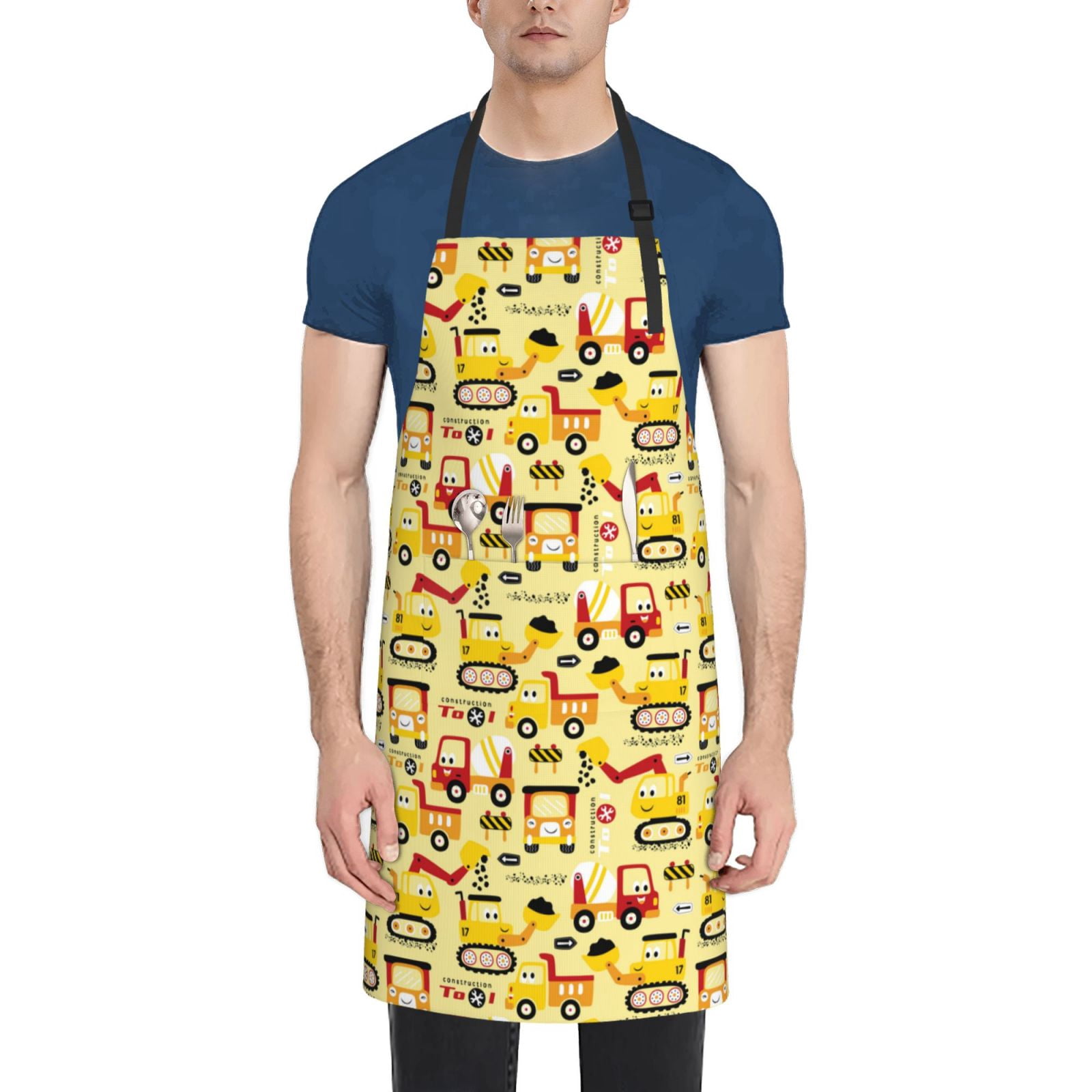 Picia Funny Construction Vehicles Waterproof Apron for Unisex Adult ...