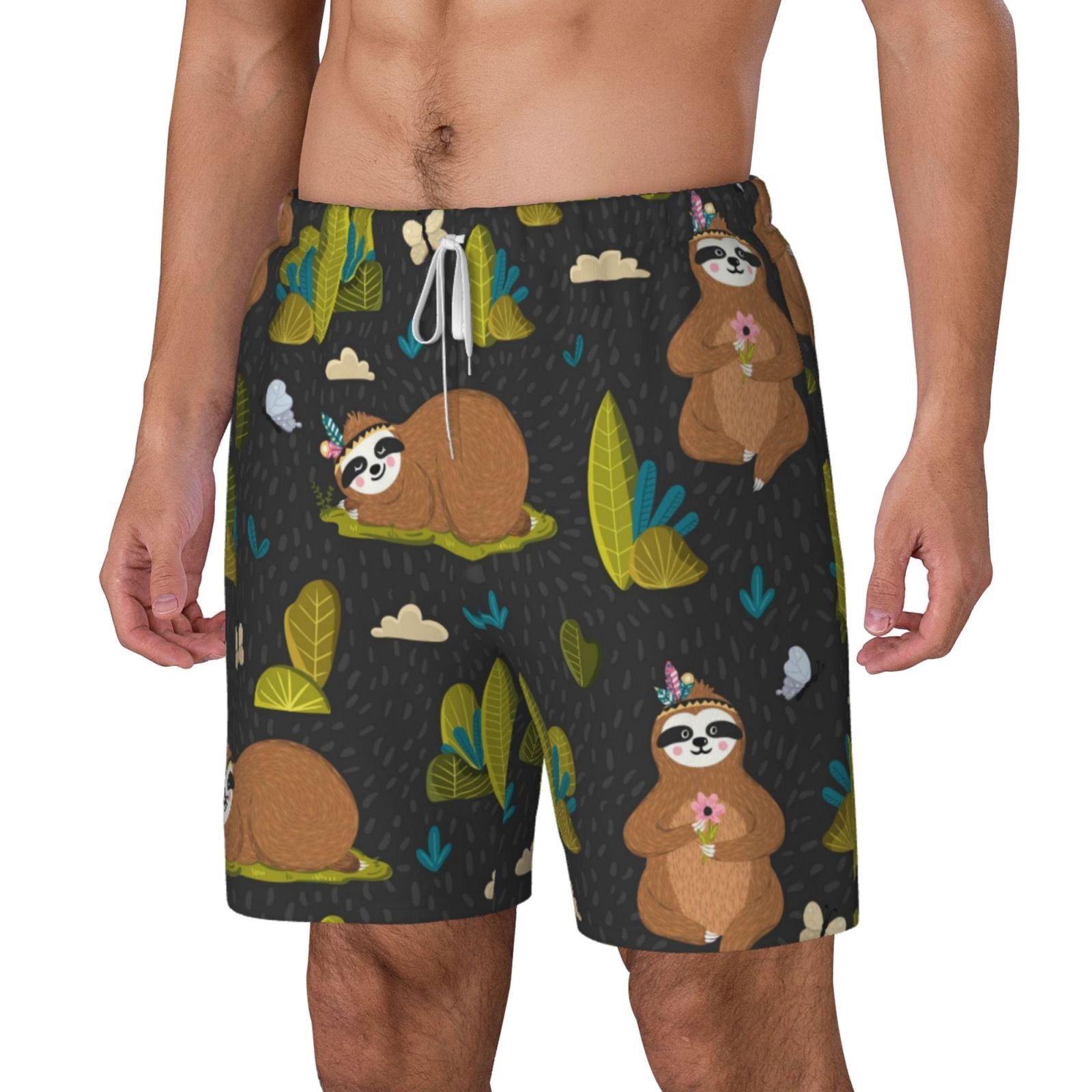 Picia Funny Sloths In The Forest pattern Mens Swim Trunks with ...