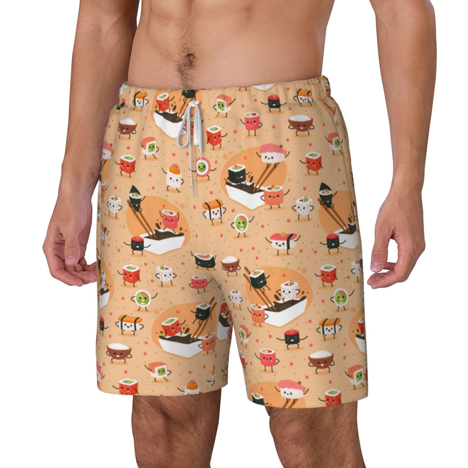 Picia Funny Sushi pattern Mens Swim Trunks with Compression Liner ...