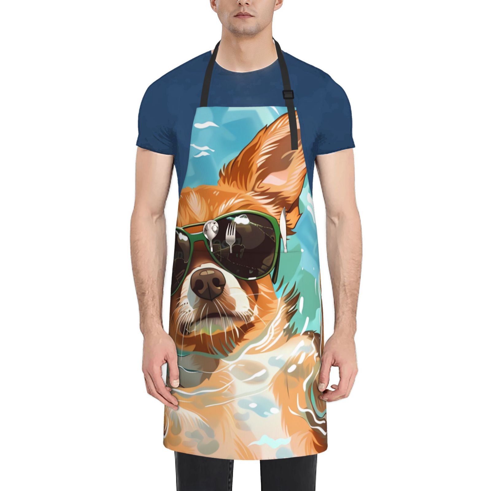 Picia Funny Swimming Chihuahua Waterproof Apron for Unisex Adult ...