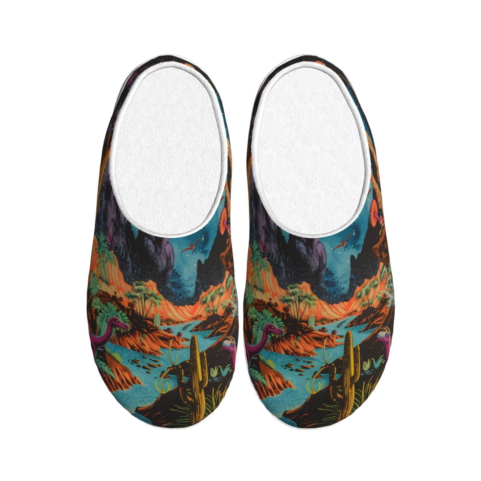 Picia Galactic Jungle Dinosaurs for Women's Lamb-hug Comfy Fleece House ...