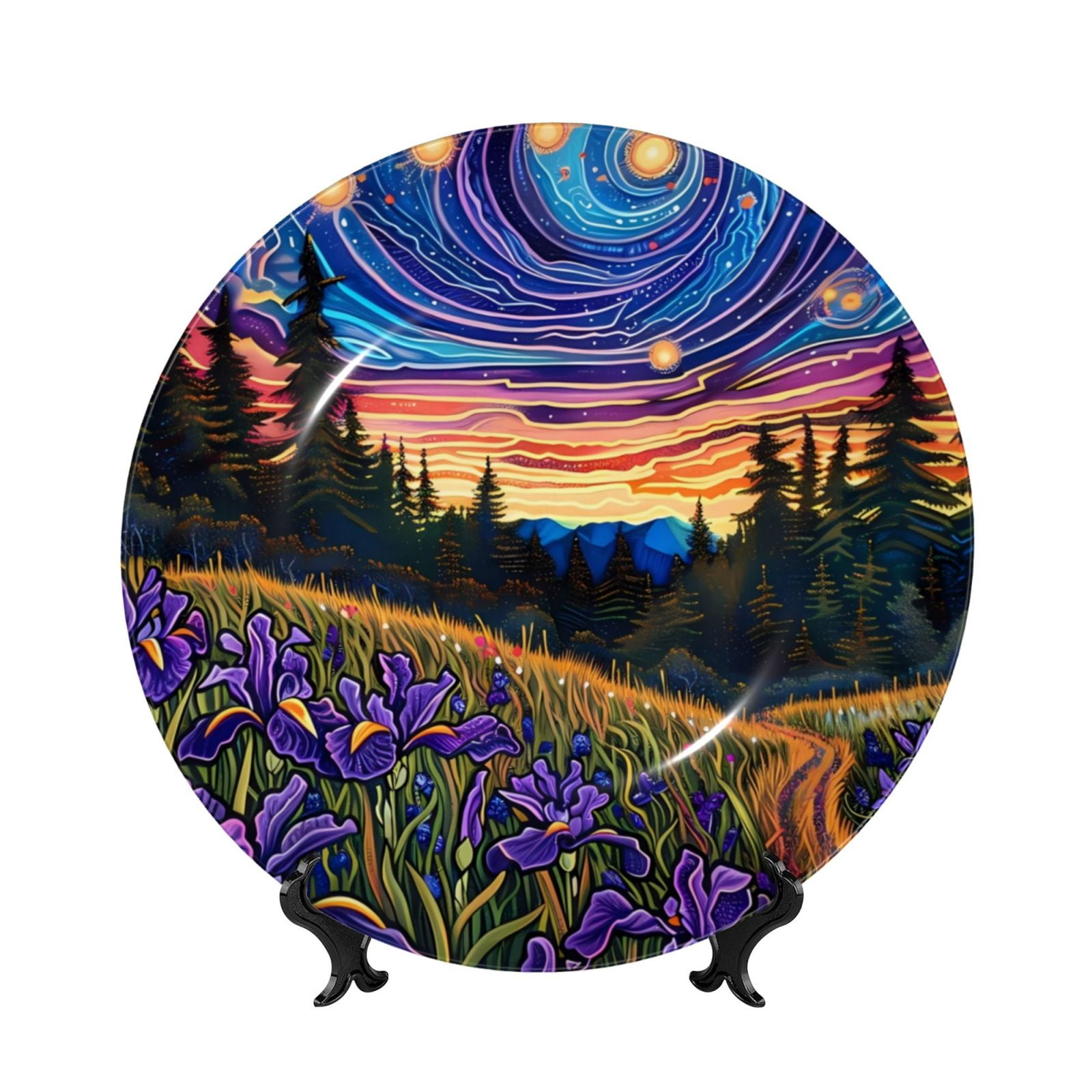 Picia Galactic Night Over Meadow Pattern Bone China Decorative Plate ...