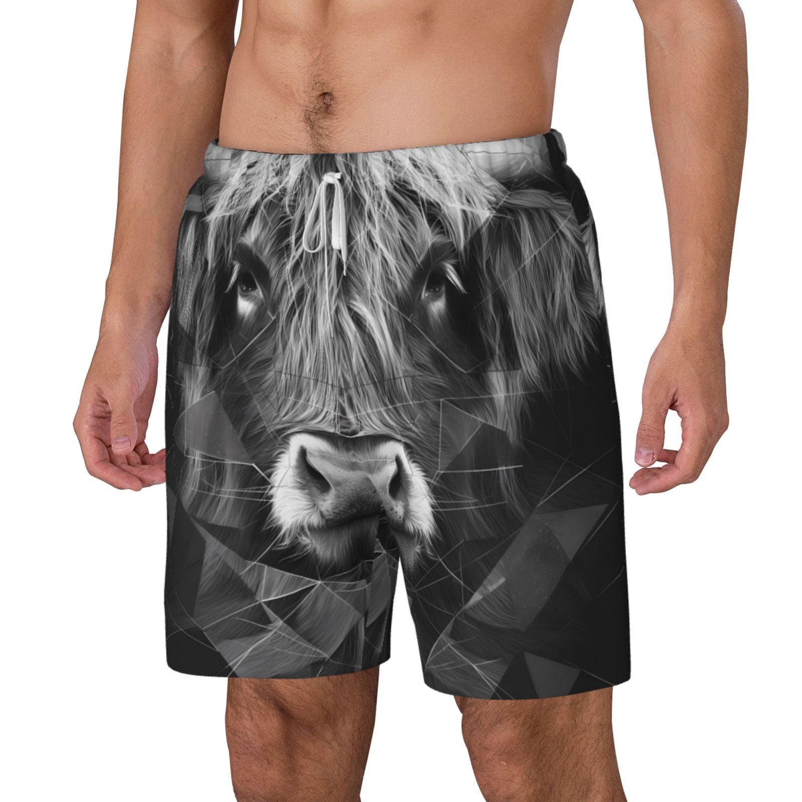 Picia Geometric Bull Design pattern Mens Swim Trunks with Compression ...