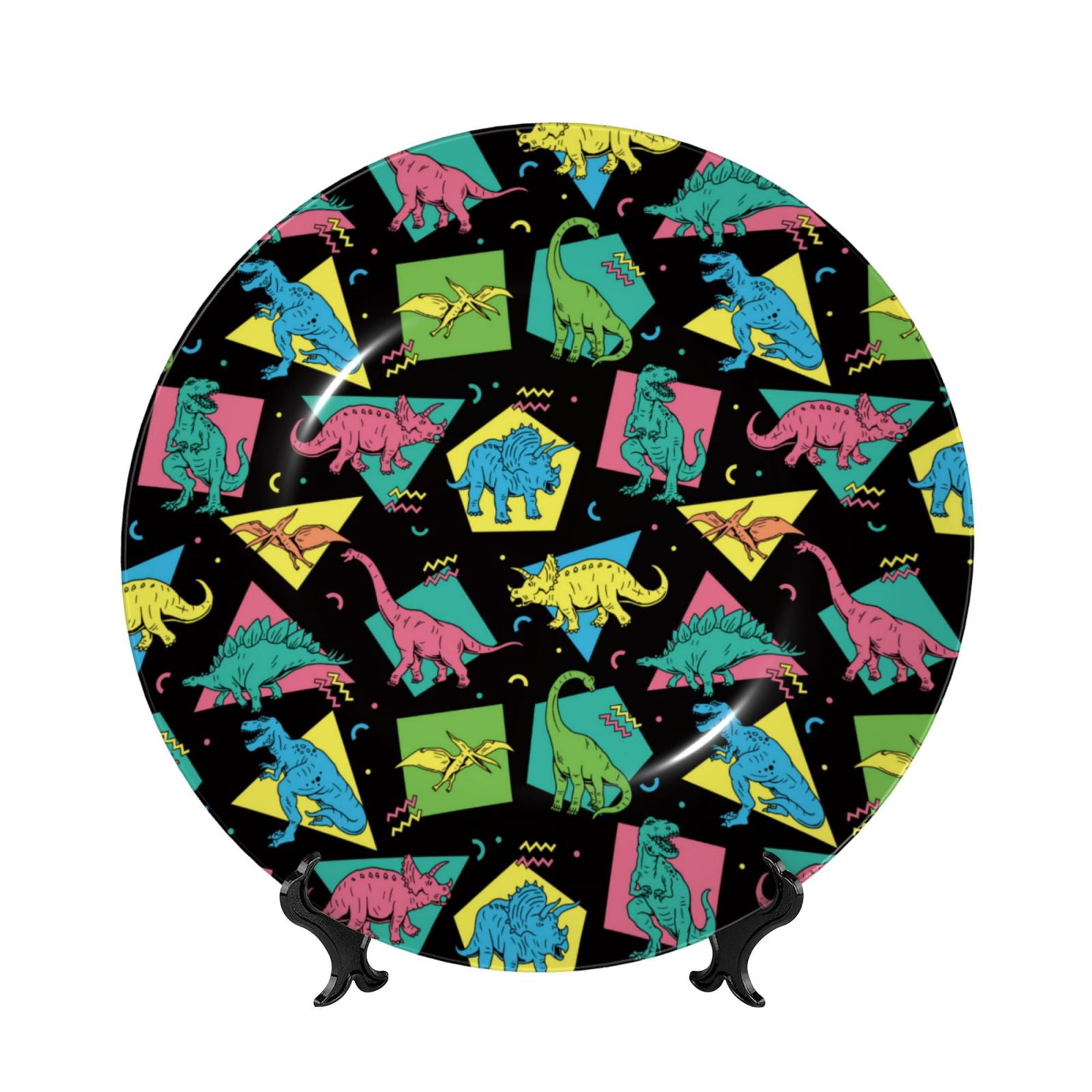 Picia Geometric Dinosaur Pattern Bone China Decorative Plate – Wall ...
