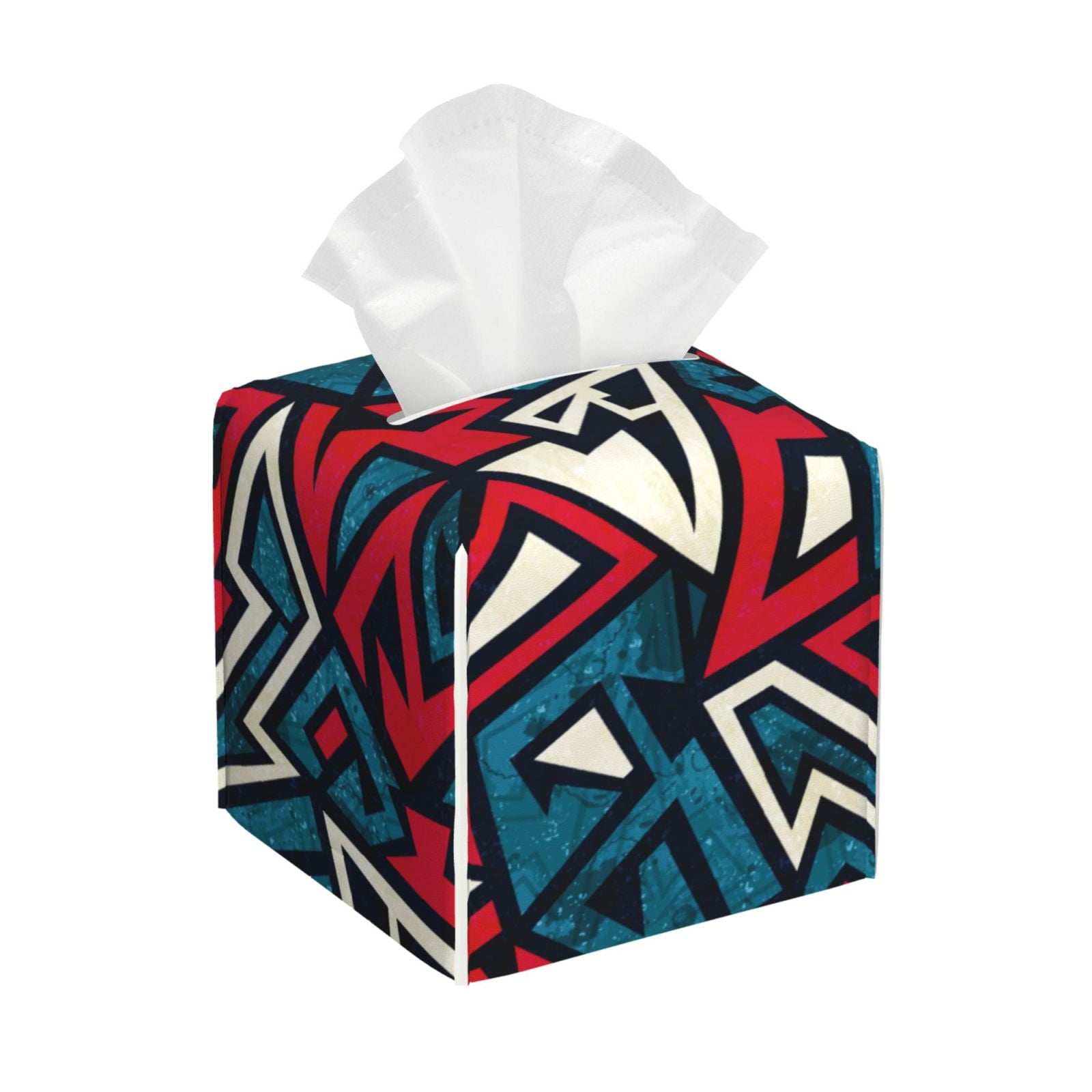 Picia Geometric Elements Pattern Tissue Box Cover,PVC Leather Square ...