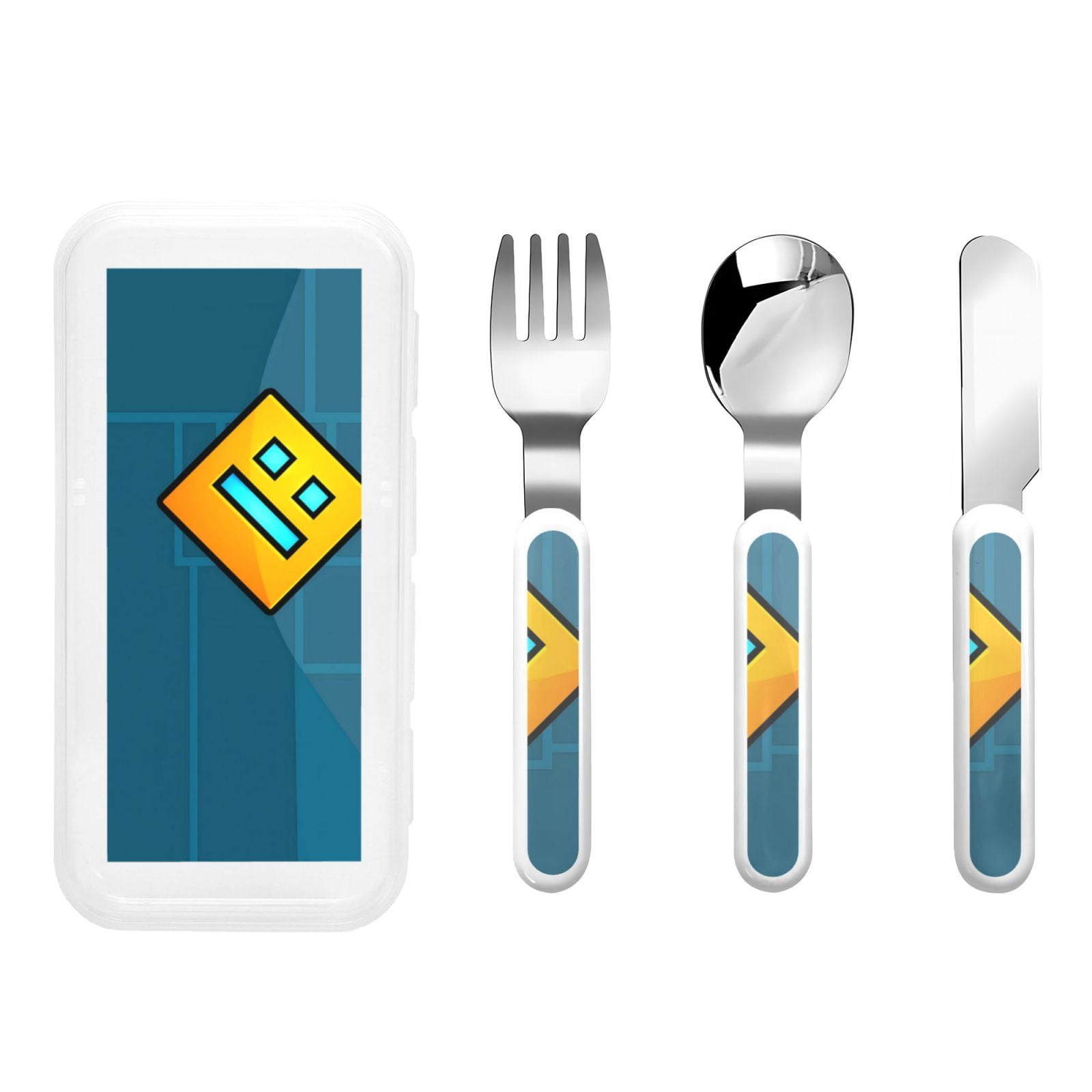 Picia Geometry Dash Pattern Toddler Utensils, Children's Knife, Fork ...