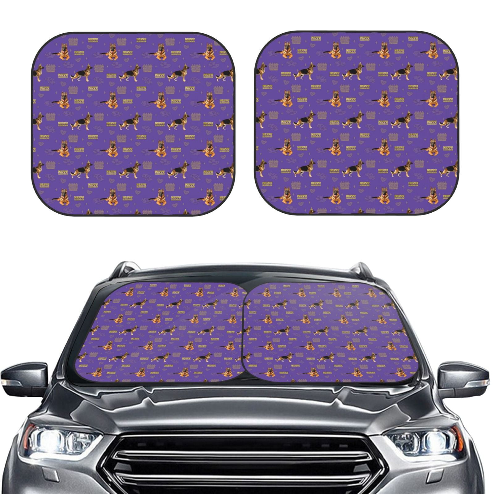 Picia German Shepherd Dog 2 Piece Car Windshield Sun Shade Foldable ...