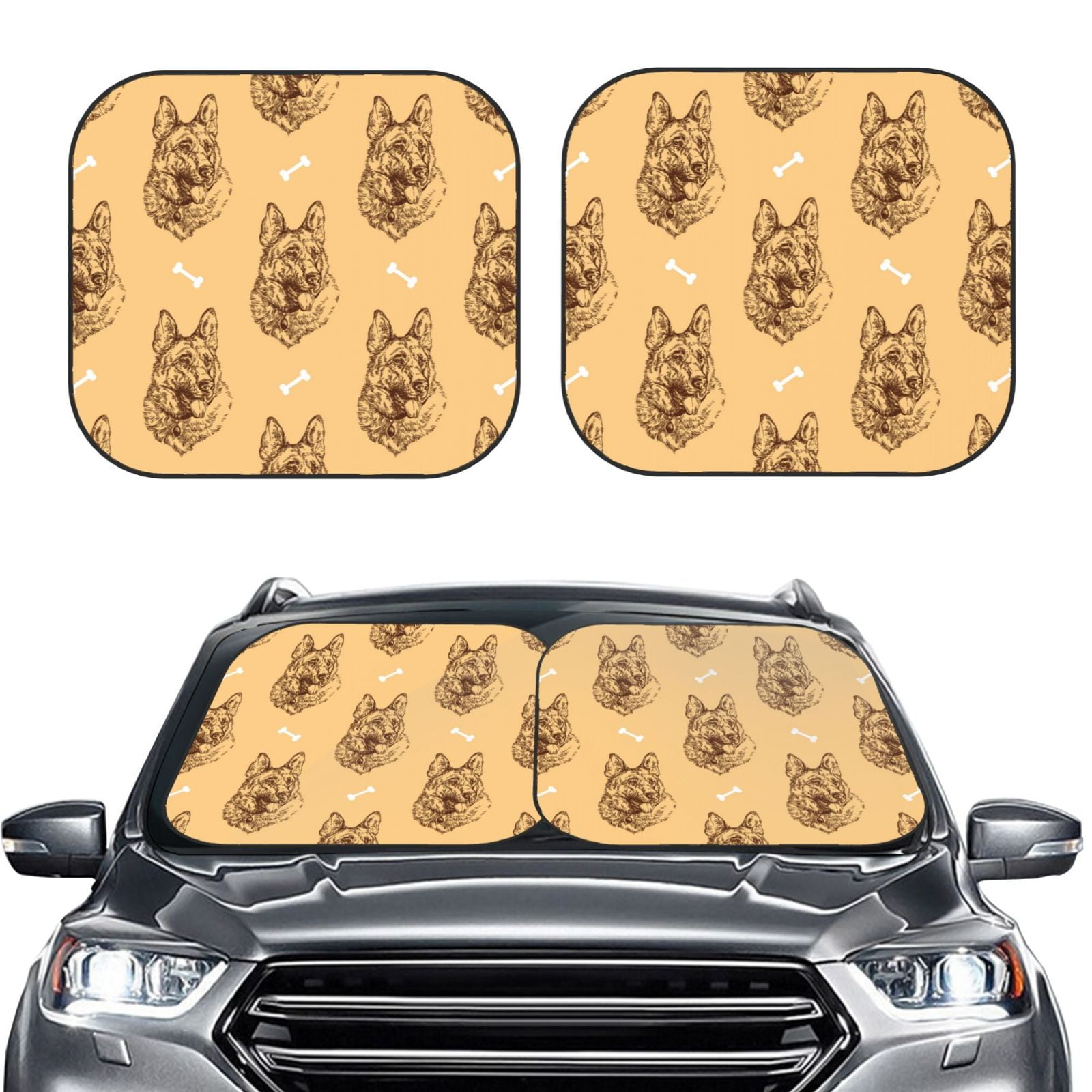 Picia German Shepherd Dog 2 Piece Car Windshield Sun Shade Foldable ...