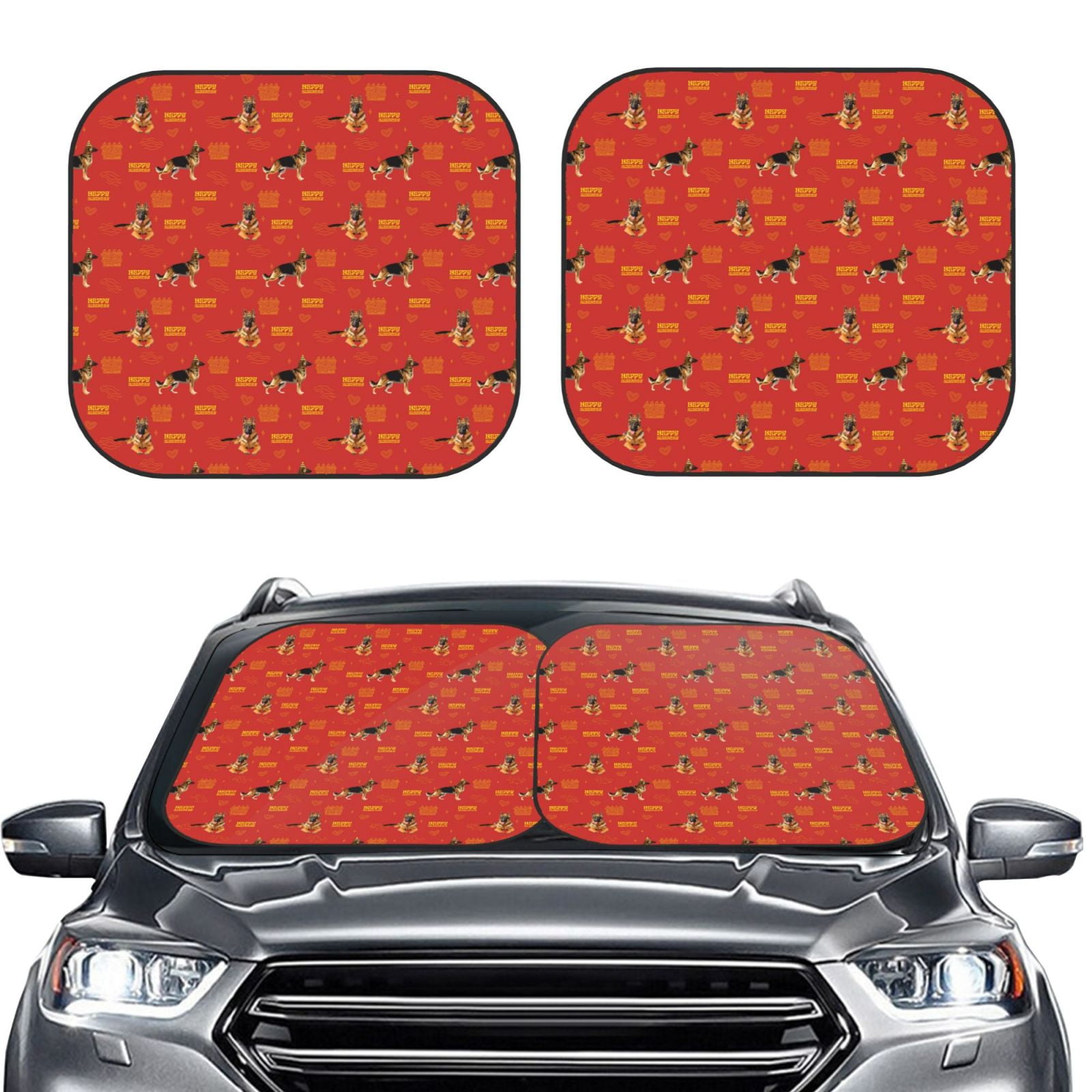Picia German Shepherd Dog 2 Piece Car Windshield Sun Shade Foldable ...