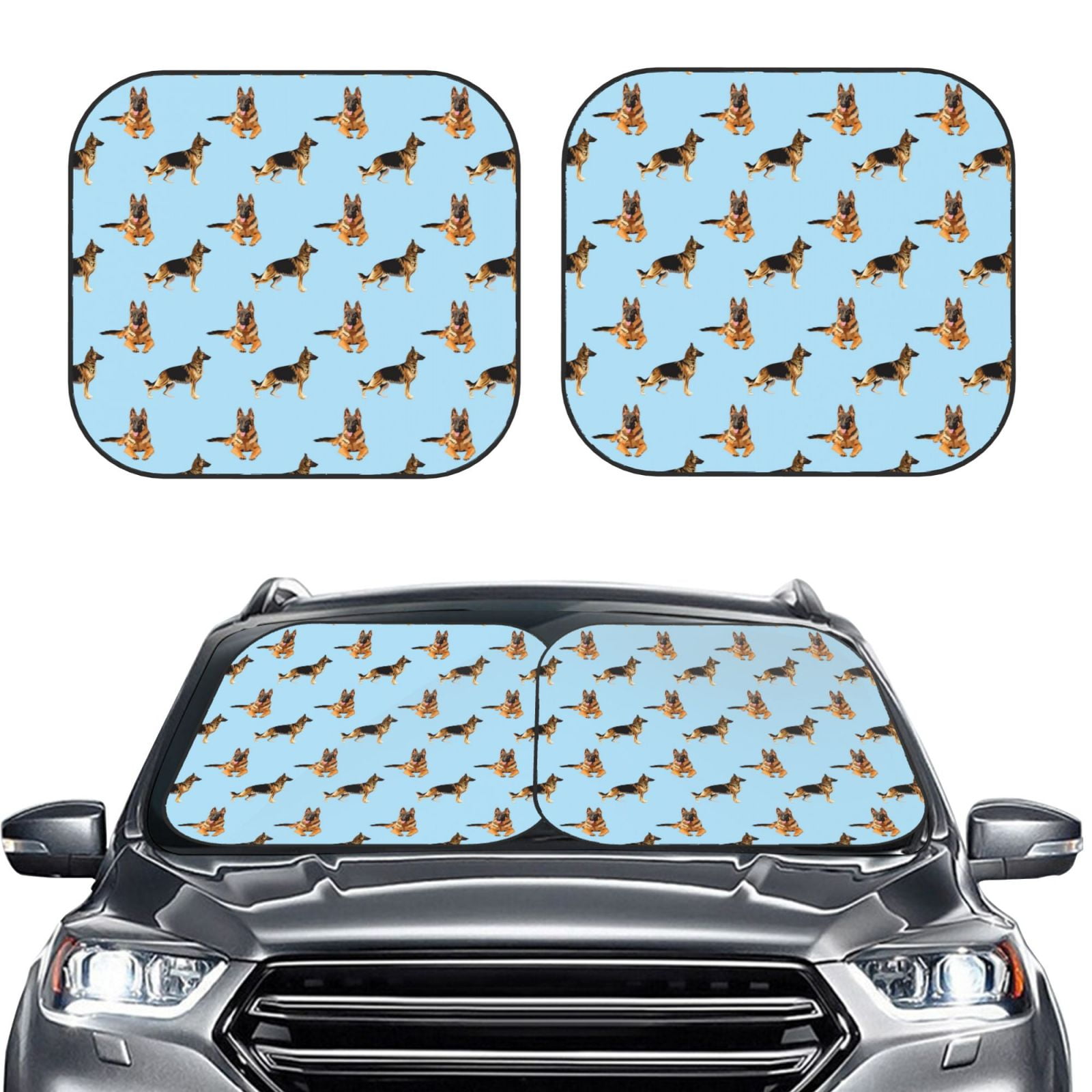 Picia German Shepherd Dog 2 Piece Car Windshield Sun Shade Foldable ...