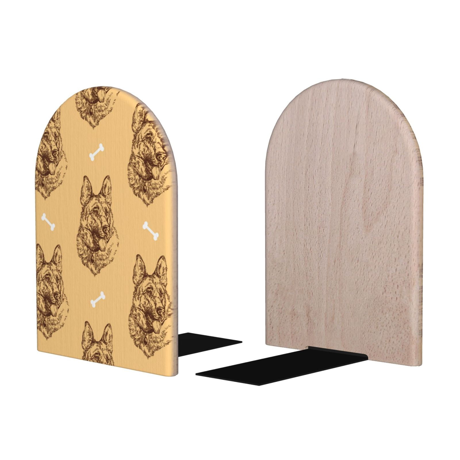 Picia German Shepherd Dog Pattern Wood Bookends for Shelves,Non-slip ...