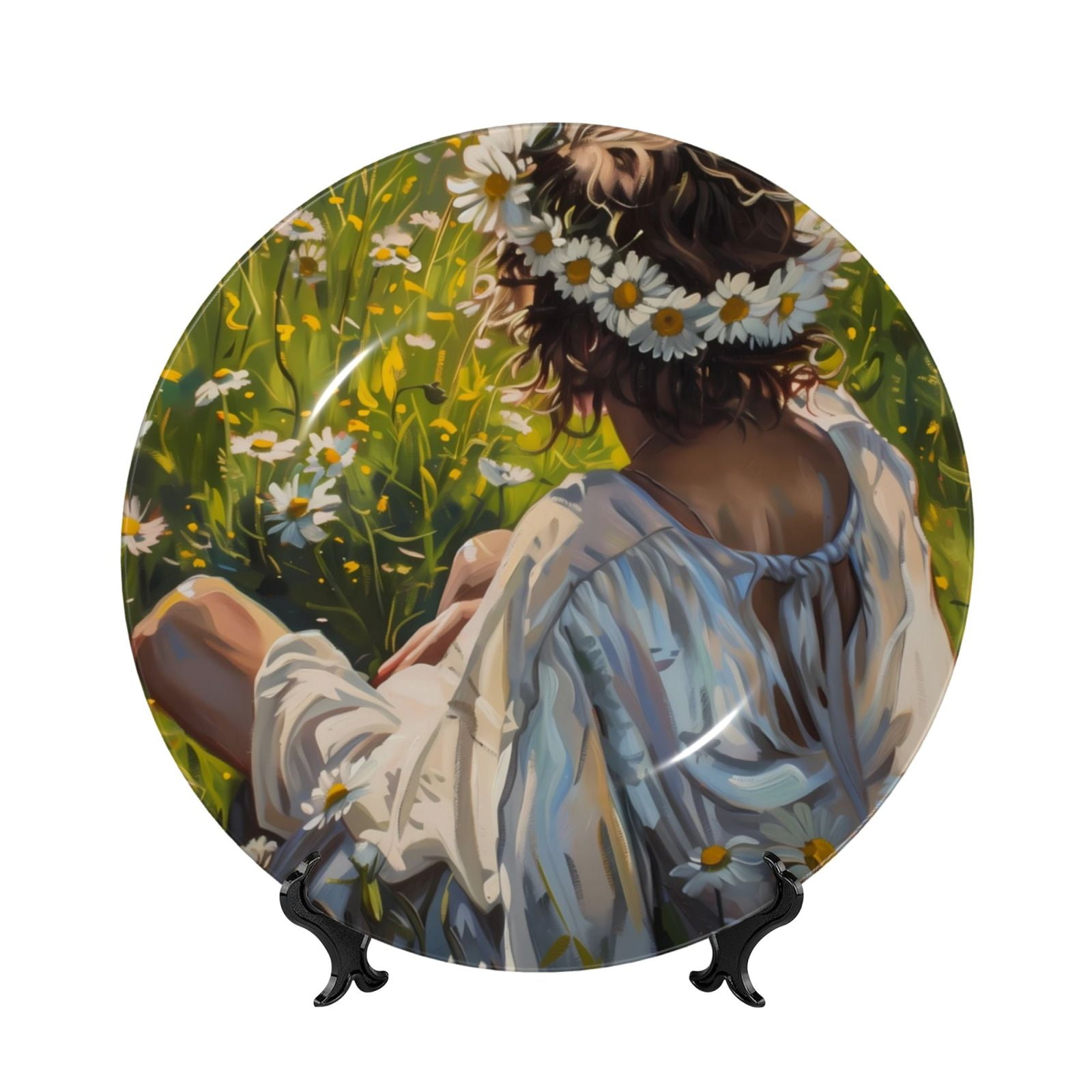 Picia Girl In Field Of Daisies Pattern Bone China Decorative Plate ...