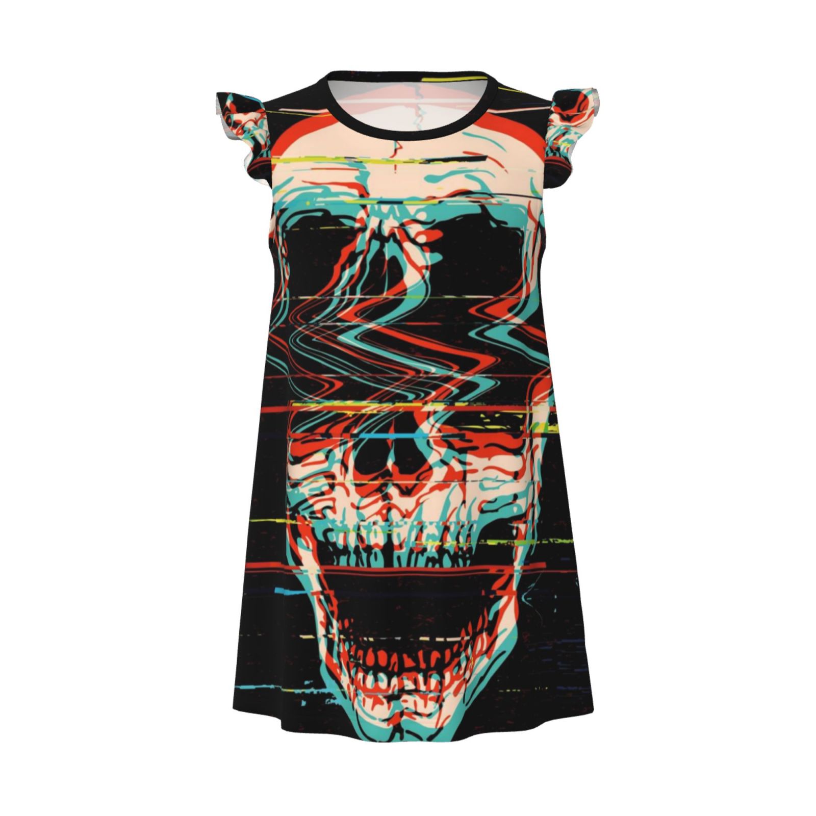 Picia Glitch Screaming Skull Pattern Girls Nightgowns,Unicorn Dress ...