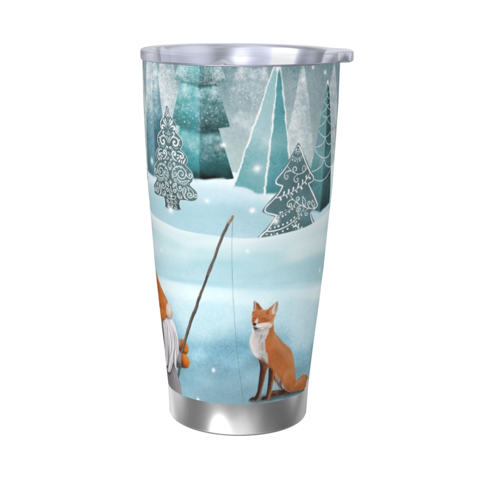 Picia Gnome And Red Fox Fishing Pattern 20 oz Tumbler Stainless Steel ...