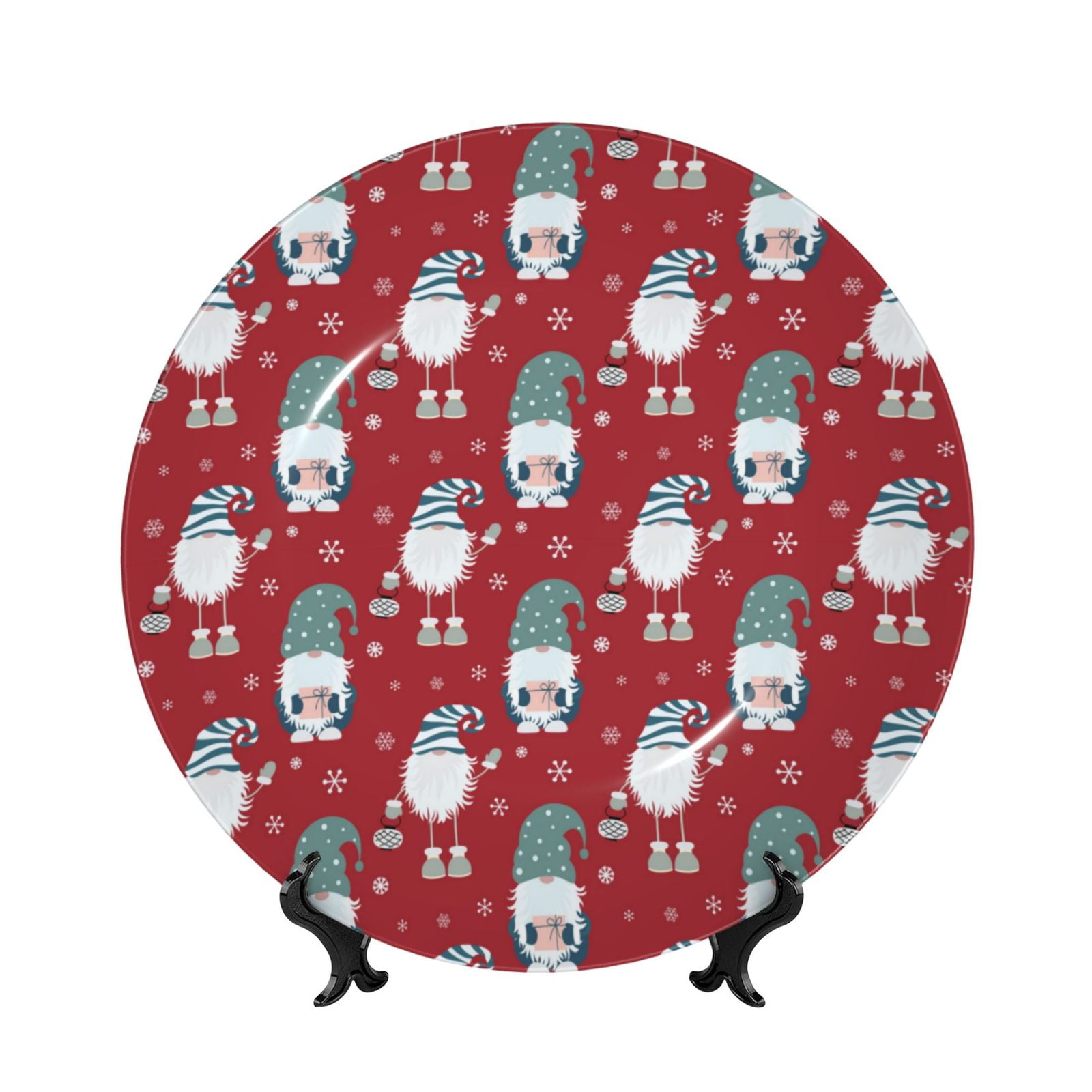 Picia Gnome And Snowflakes Pattern Bone China Decorative Plate – Wall ...