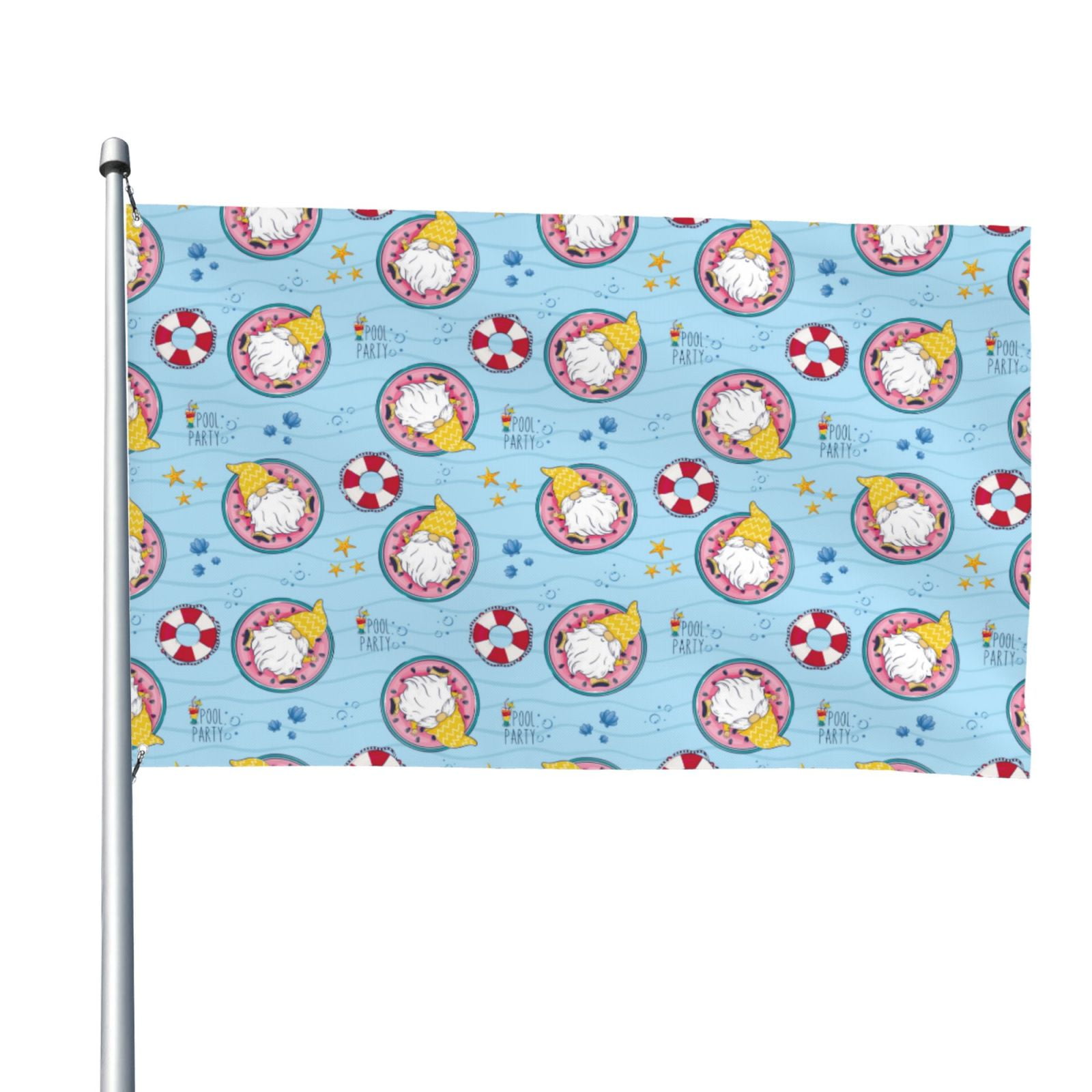 Picia Gnome Pool Party Printed Flag ,Gnome Pool Party Pattern Garden ...