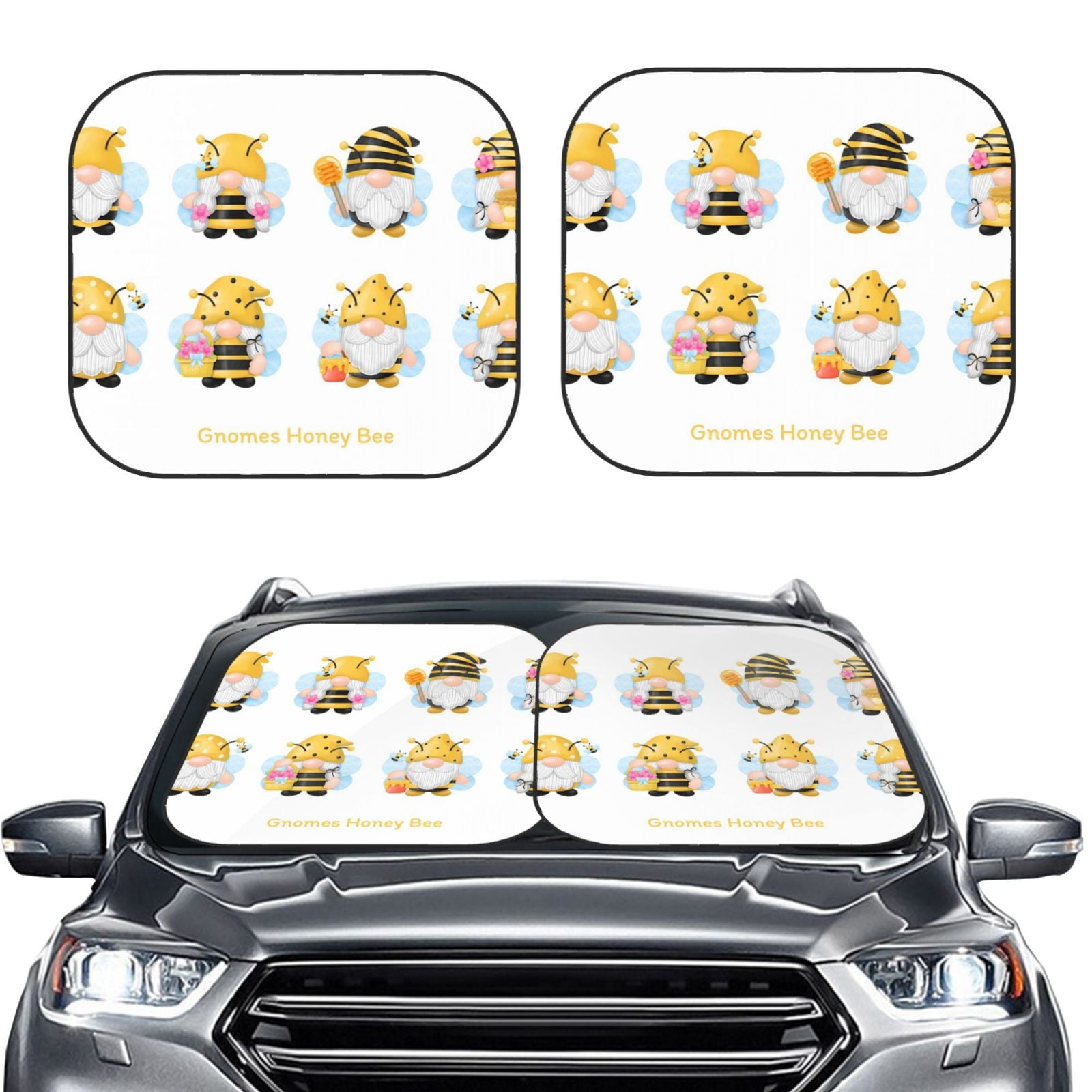 Picia Gnomes Honey Bee 2 Piece Car Windshield Sun Shade Foldable ...