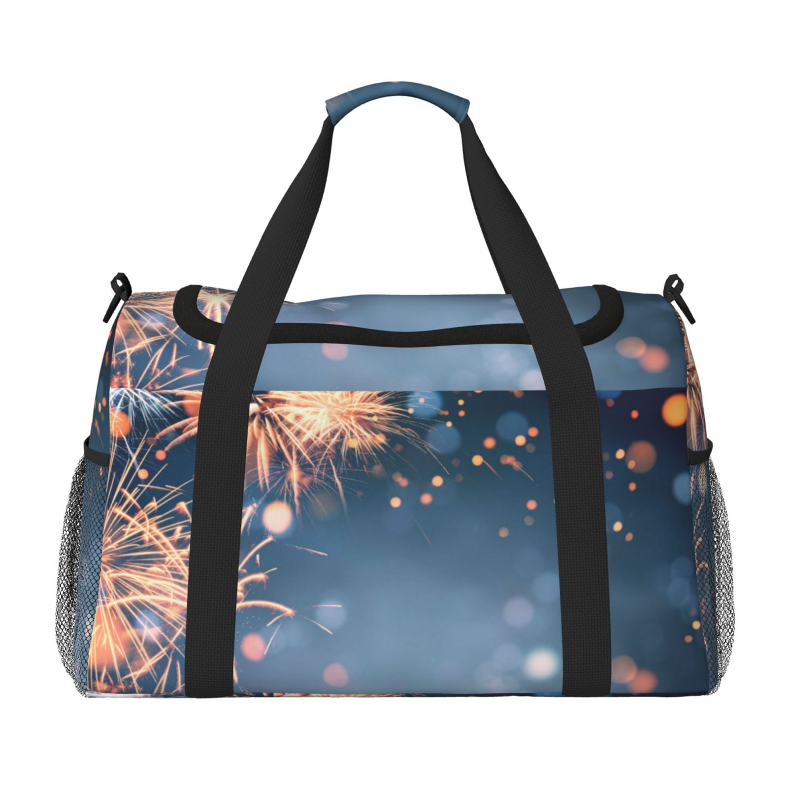 Picia Gold And Blue Fireworks Print Travel Duffle Bag,Weekender Bags ...