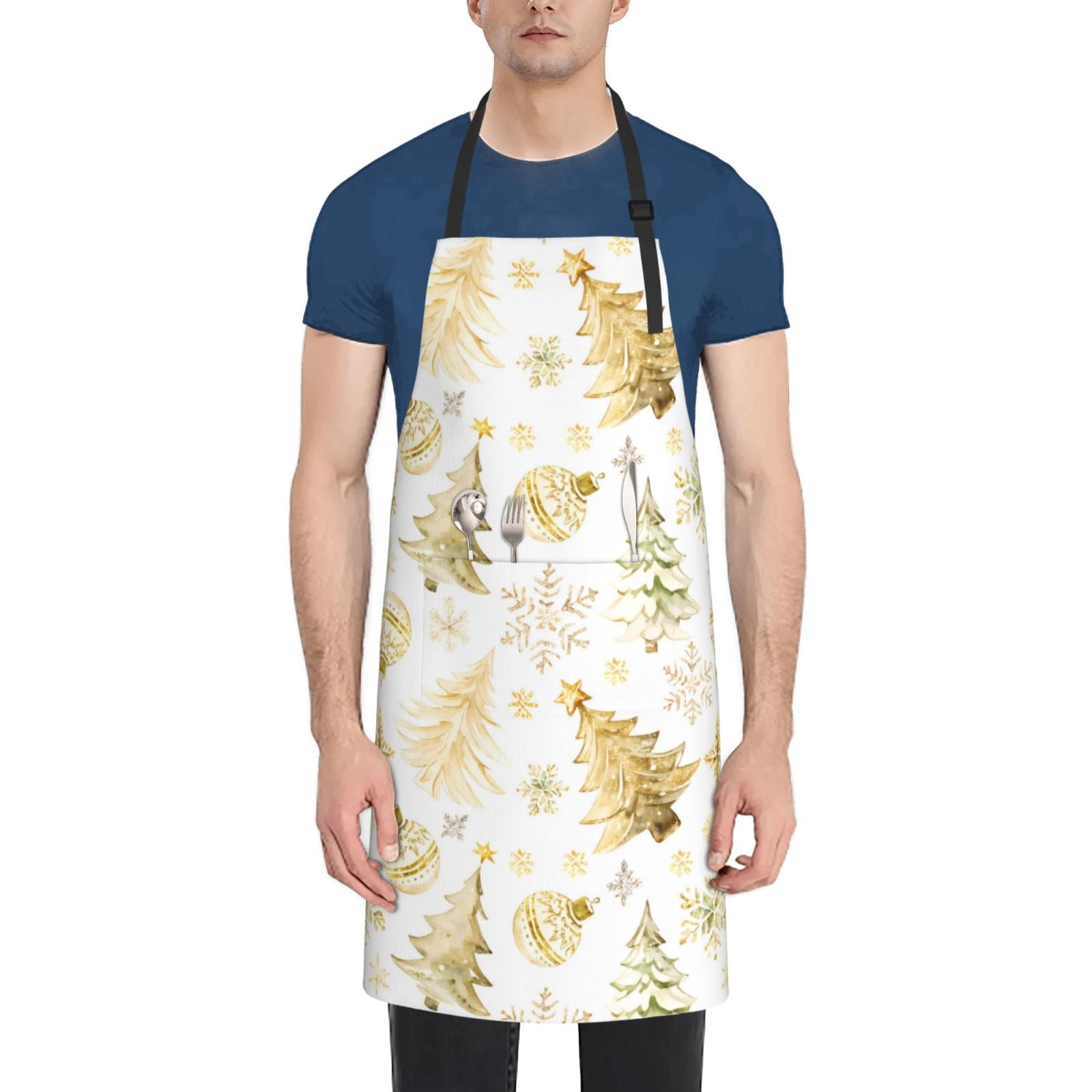 Picia Gold Christmas Tree Waterproof Apron for Unisex Adult ...