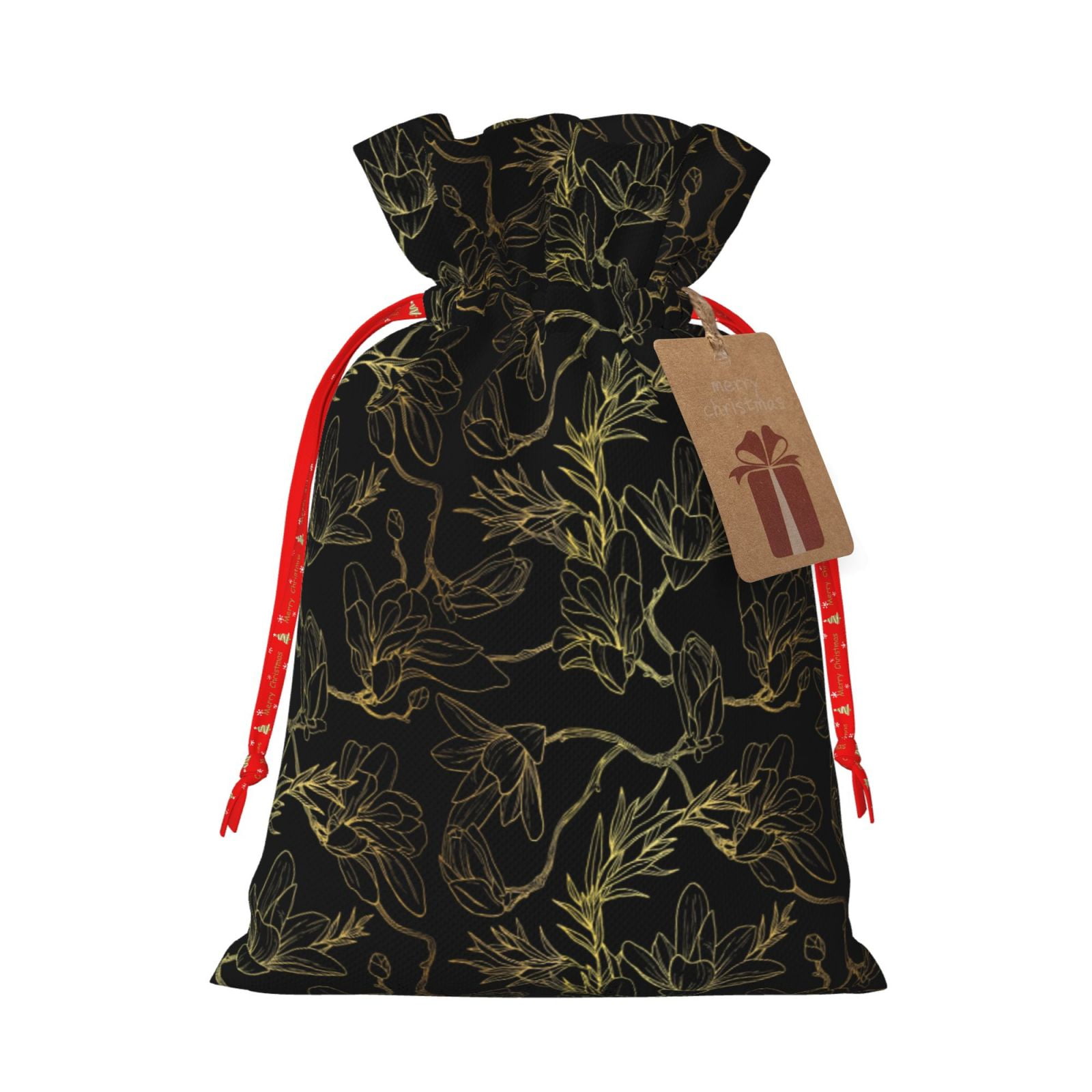 Picia Gold Gloss Outline Floral Pattern Christmas Gift Bags, Xmas Gift ...