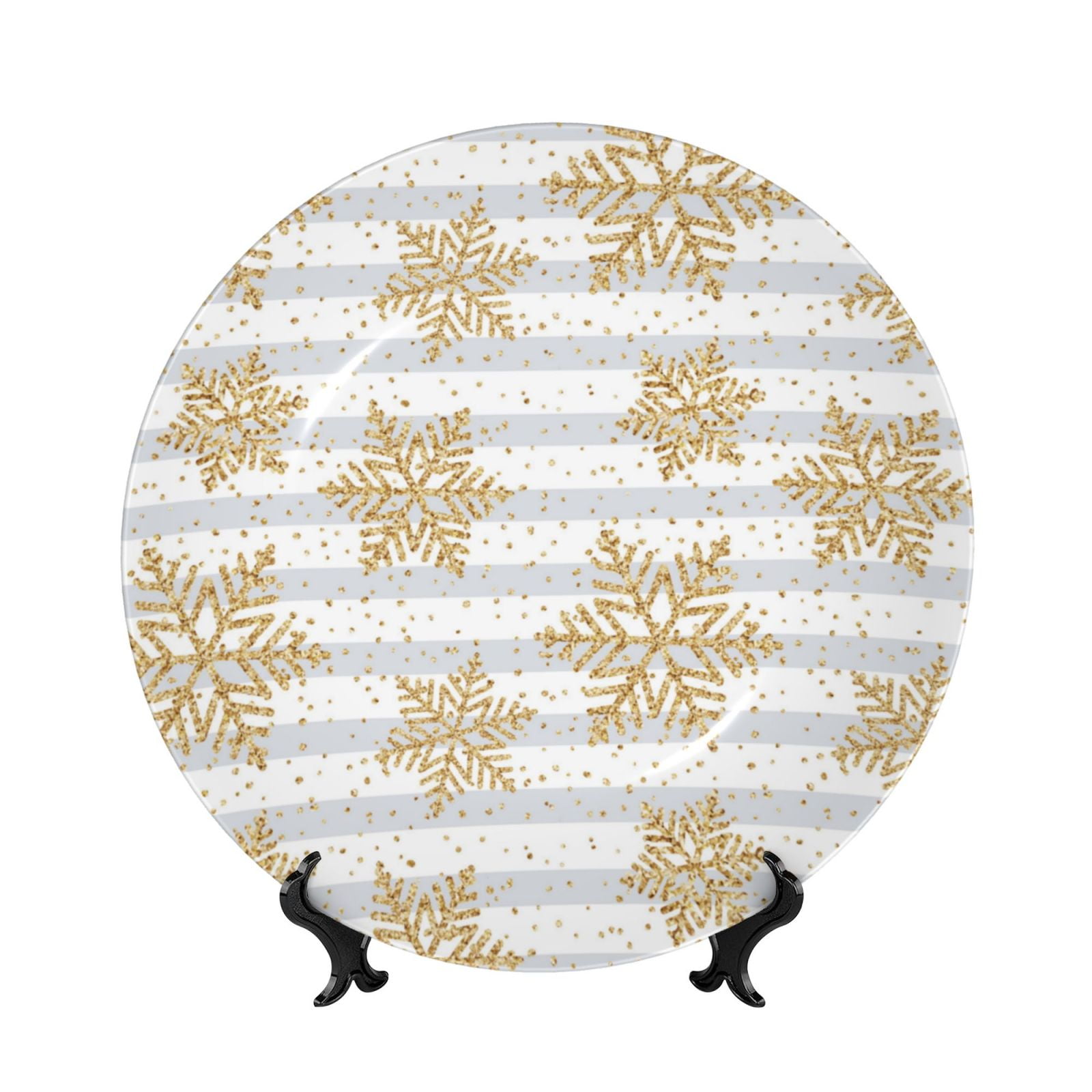 Picia Gold Snowflake Pattern Bone China Decorative Plate – Wall Decor ...