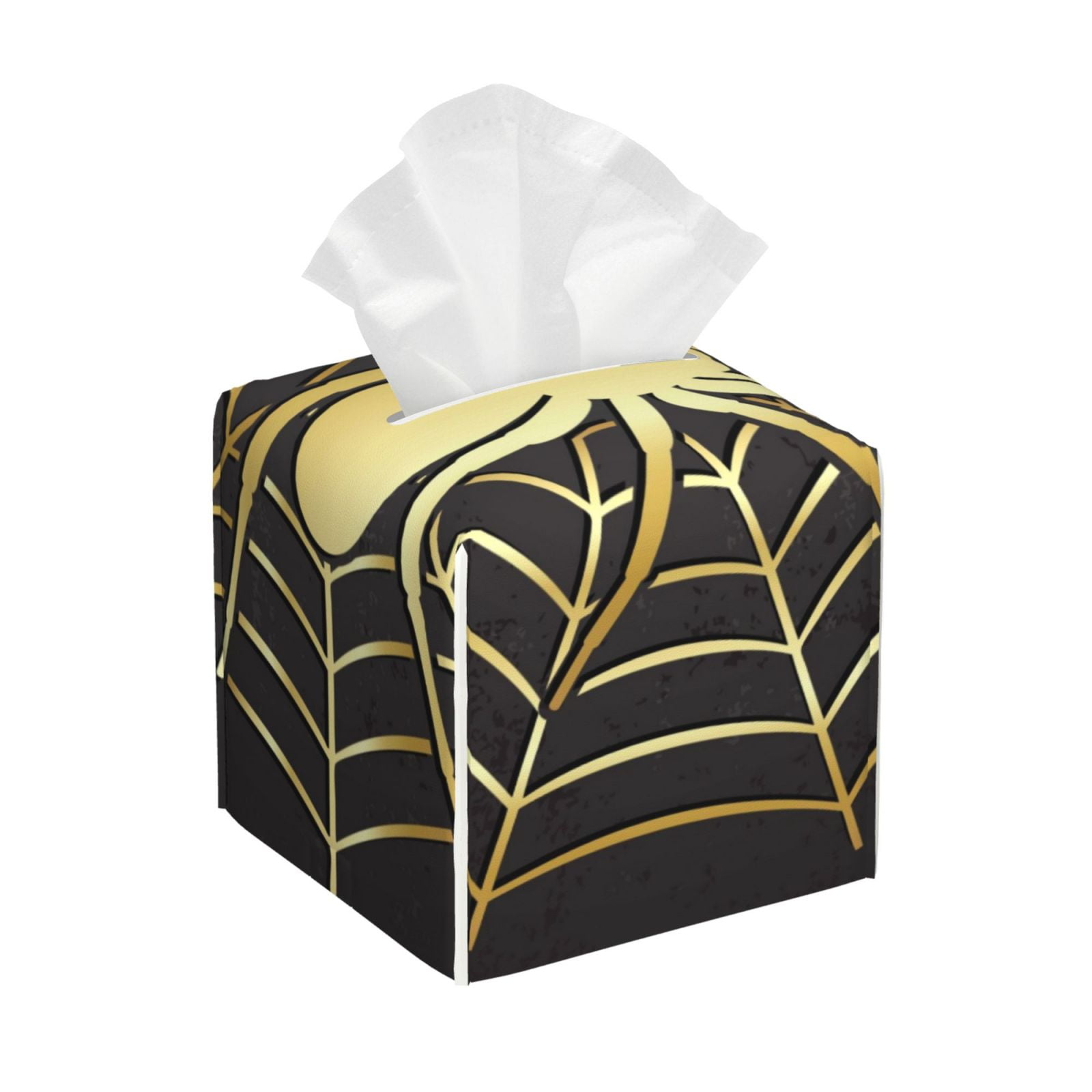 Picia Gold Spider On The Web Pattern Tissue Box Cover,PVC Leather ...