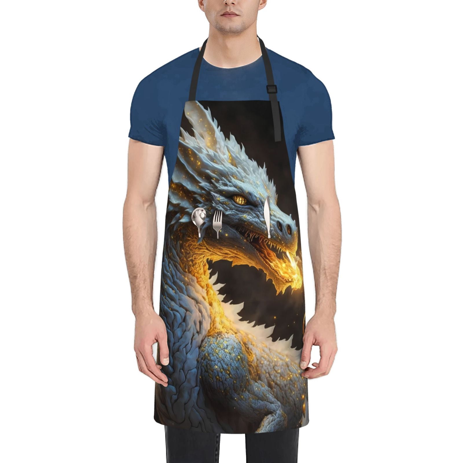 Picia Golden White Fire Dragon Waterproof Apron for Unisex Adult ...