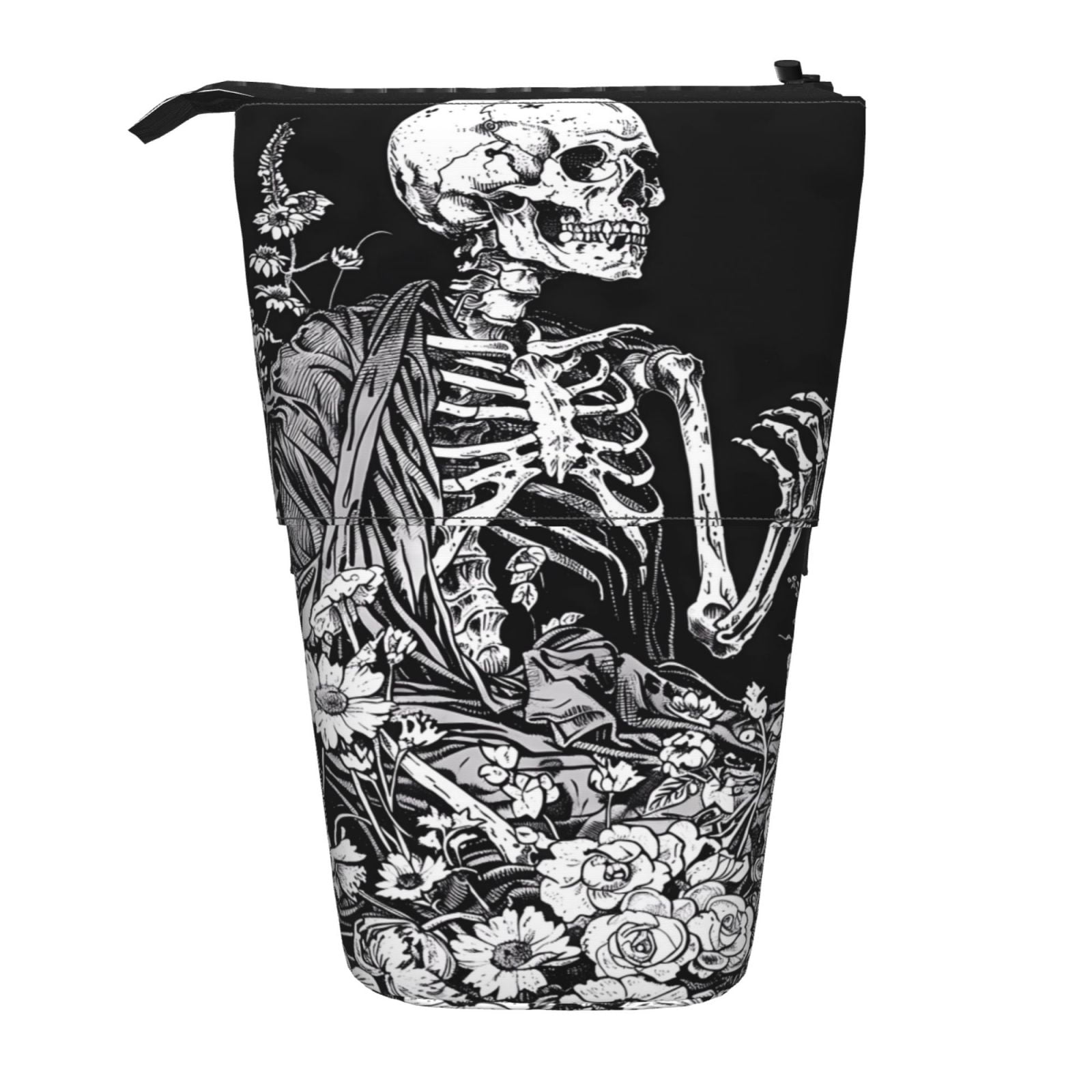 Picia Gothic Skull Floral Art Print Telescopic Pencil Case, Telescopic ...