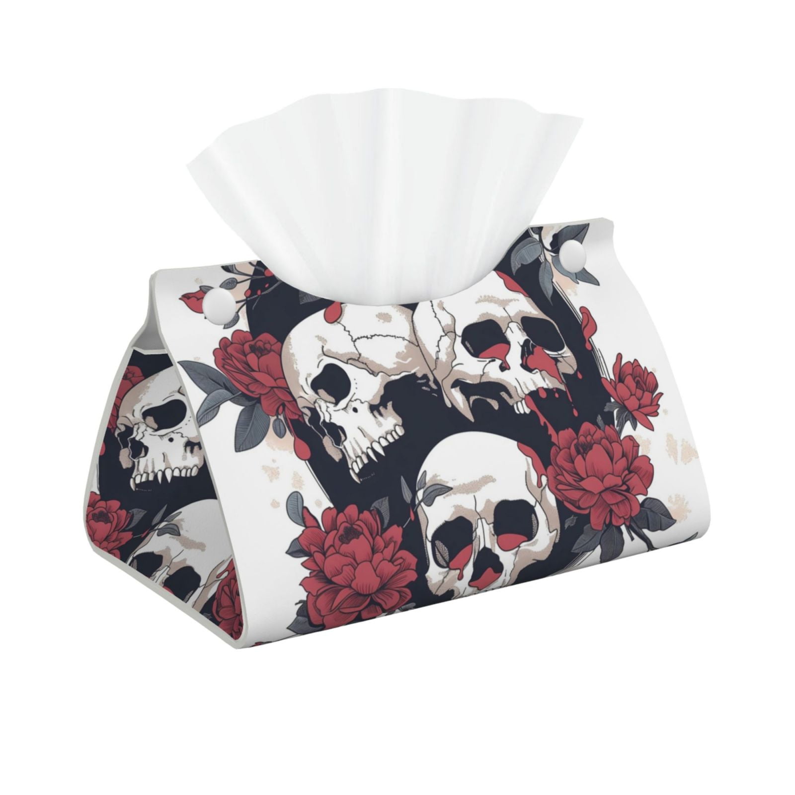 Picia Gothic Skulls And Roses Pattern Long Tissue Box Cover,PVC Leather ...