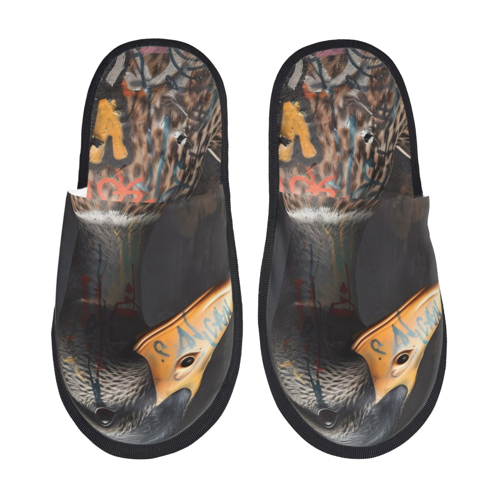 Picia Graffiti Cool Duck Print Women's Fuzzy Fluffy House Slippers ...