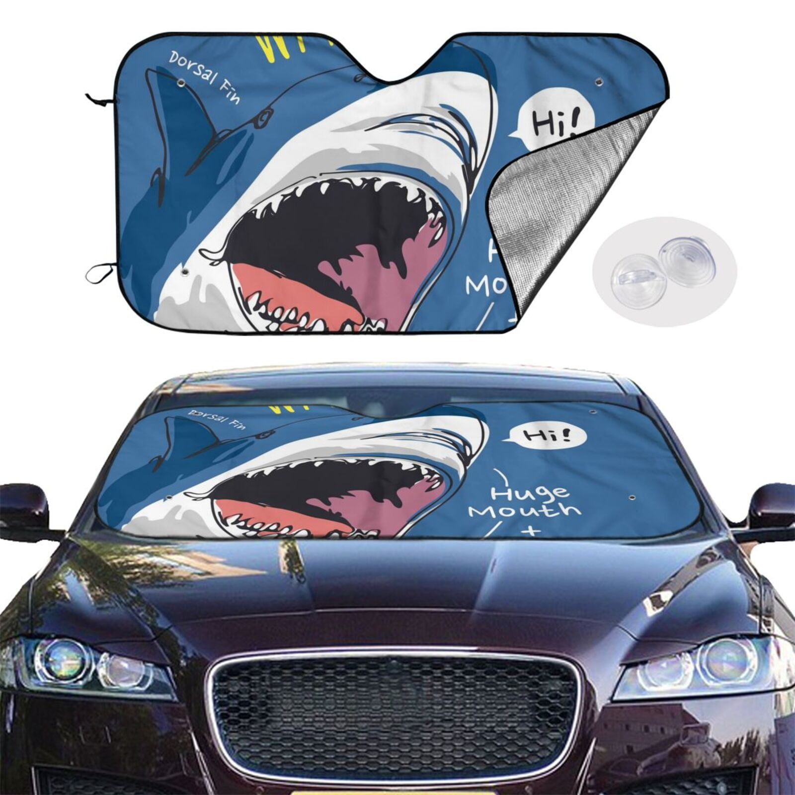Picia Great White Shark Curved Windshield Sunshade Accordion Folding ...