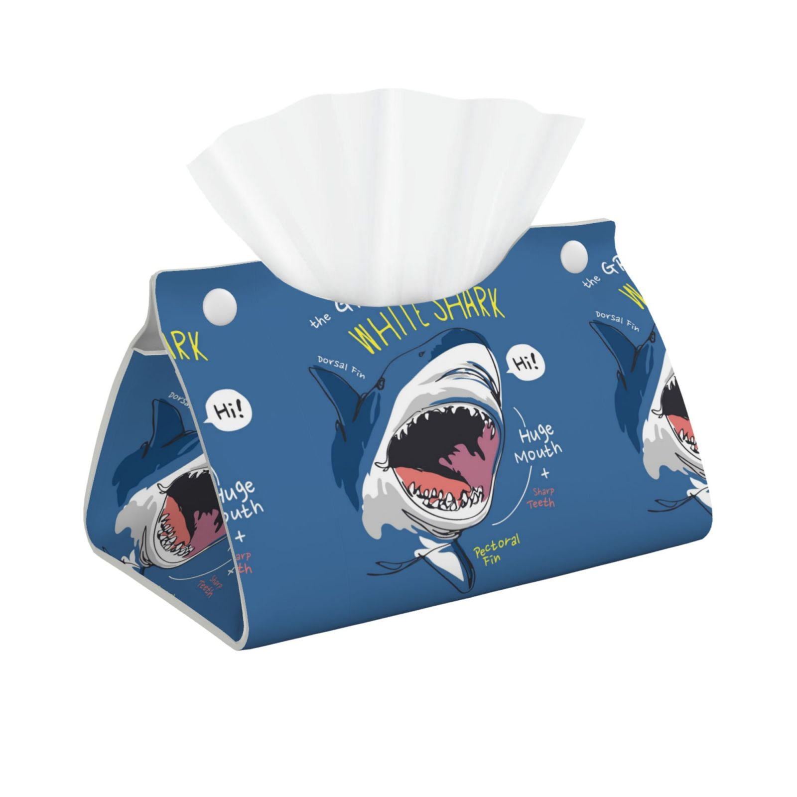Picia Great White Shark Pattern Long Tissue Box Cover,PVC Leather ...