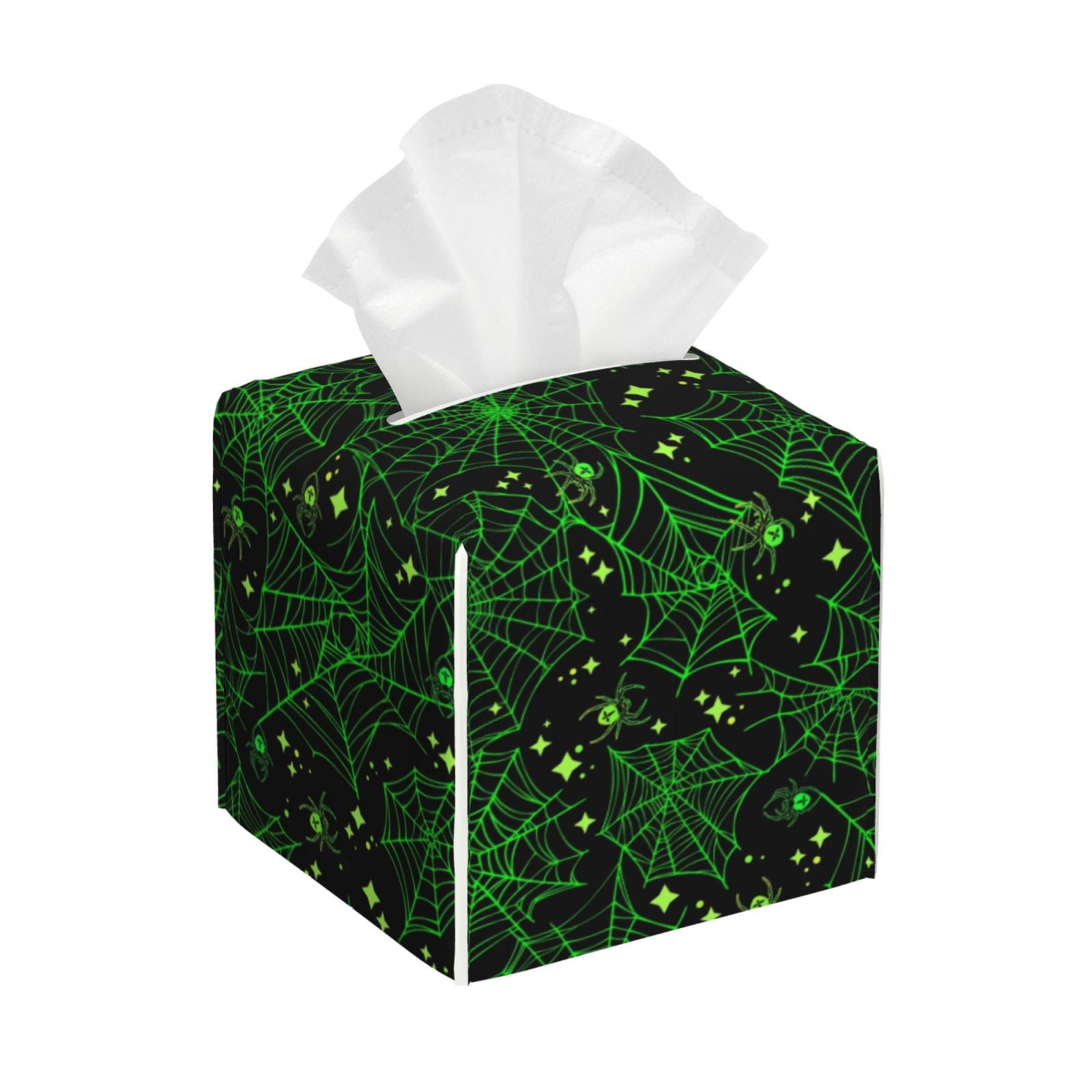Picia Green Bright Web with Spiders Pattern Tissue Box Cover,PVC ...