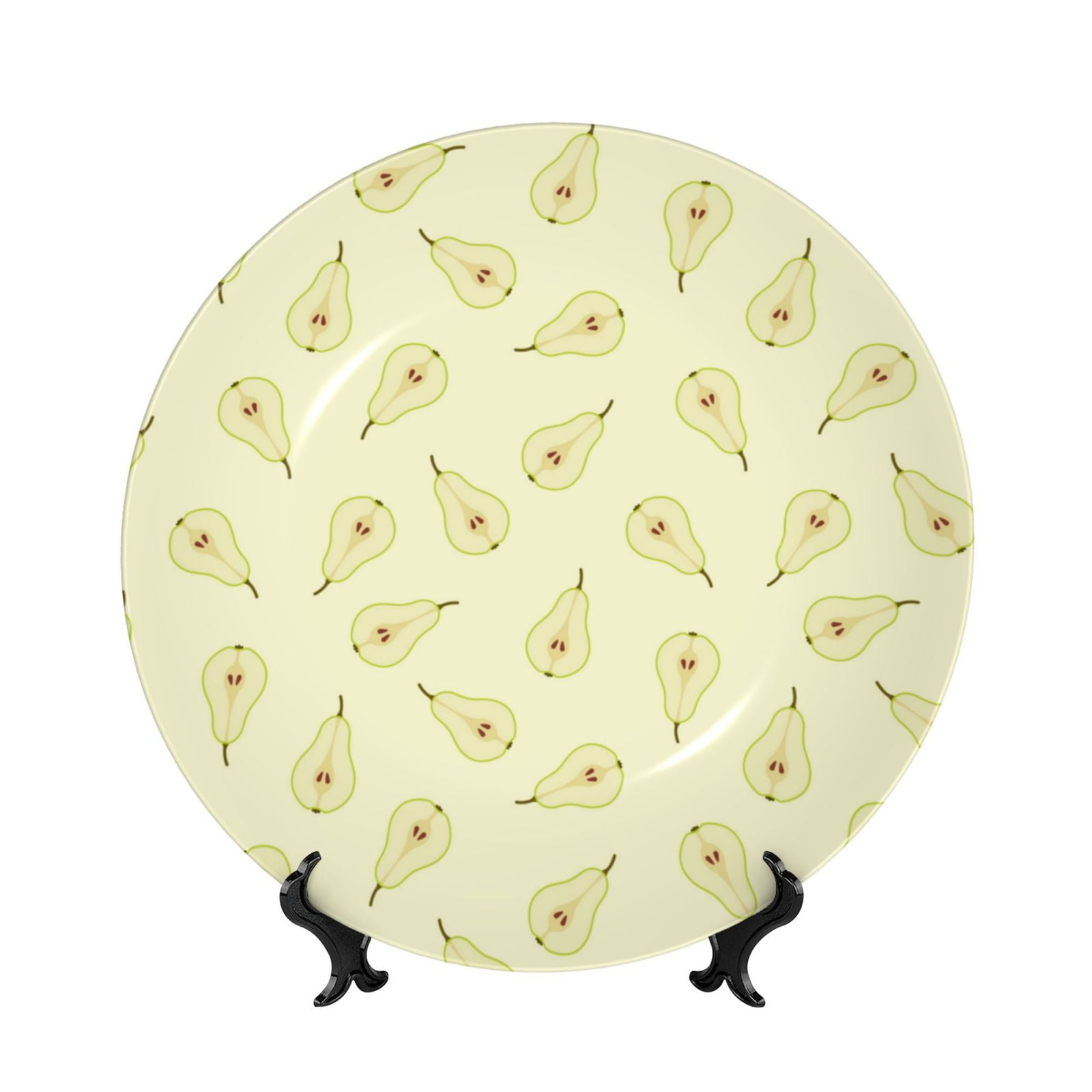 Picia Green Pears Pattern Bone China Decorative Plate – Wall Decor with Stand and Adhesive ...