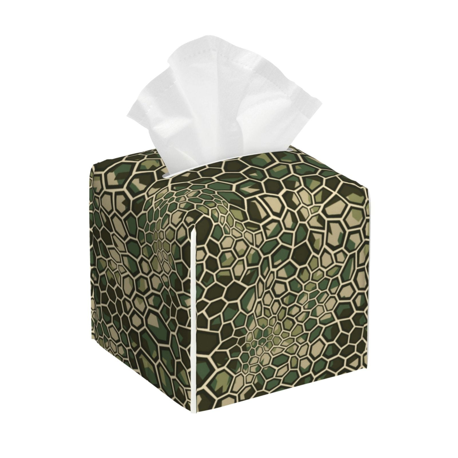Picia Green Snake Skin Pattern Tissue Box Cover,PVC Leather Square ...