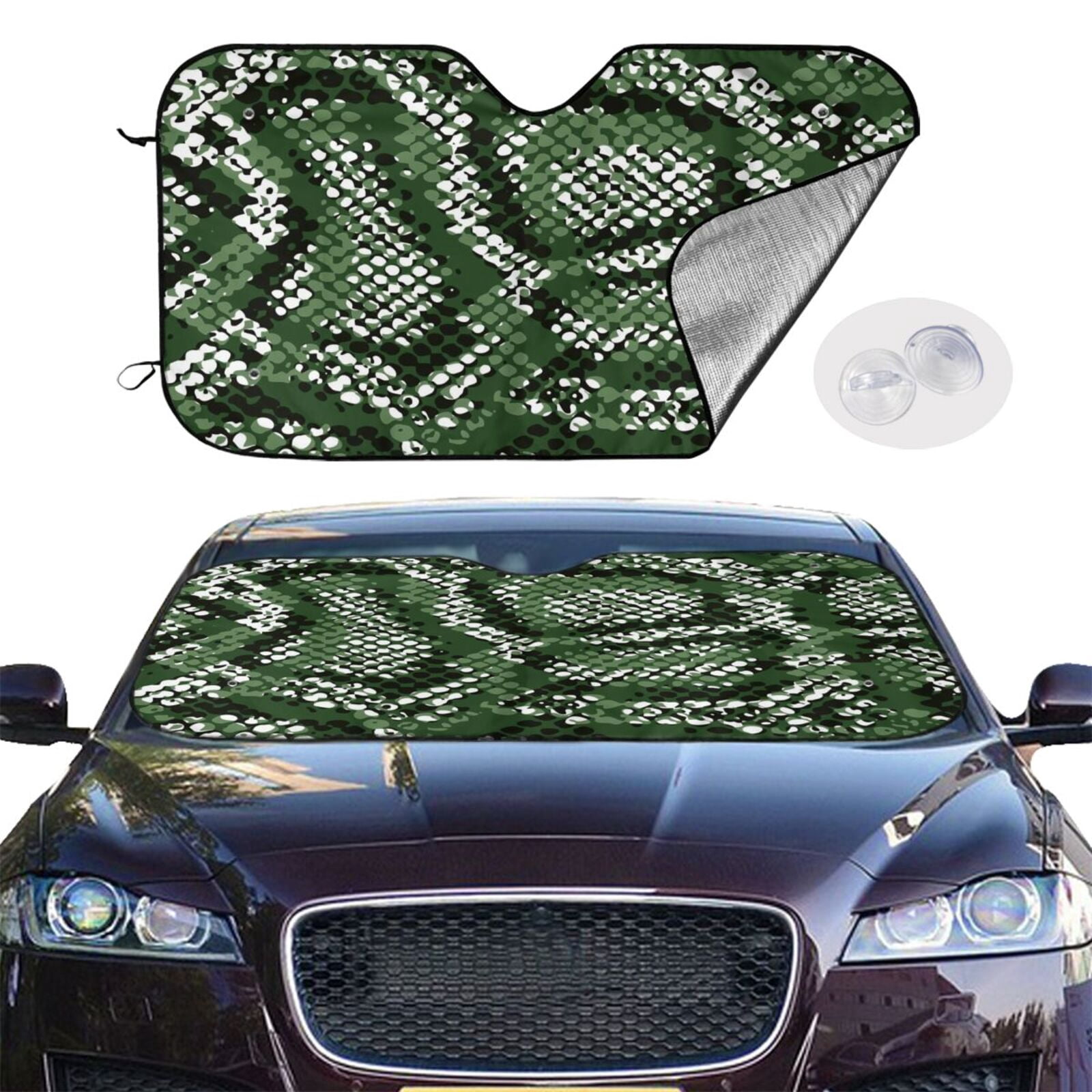Picia Green Snakeskin Curved Windshield Sunshade Accordion Folding ...