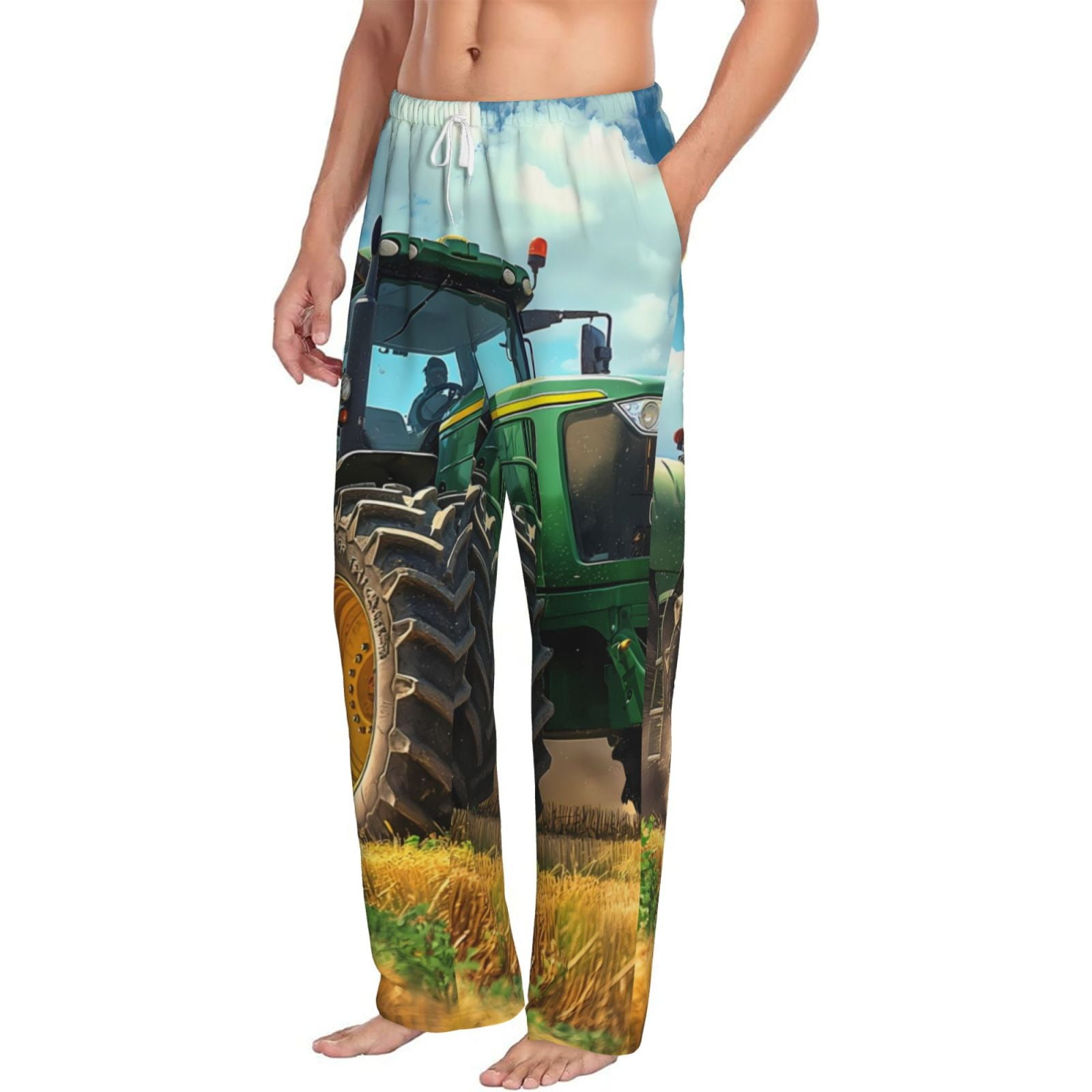 Picia Green Tractor Field Mens Soft Woven Cotton Elastic Waistband ...