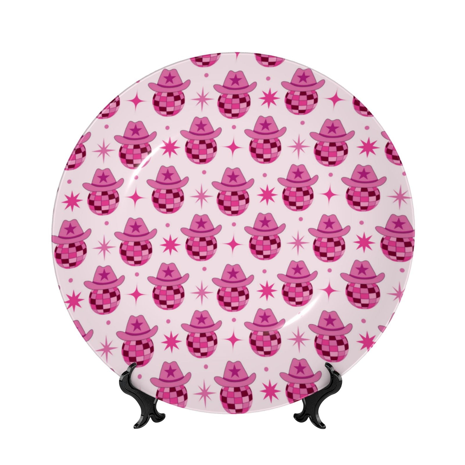 Picia Groovy Pink Disco Balls Pattern Bone China Decorative Plate ...