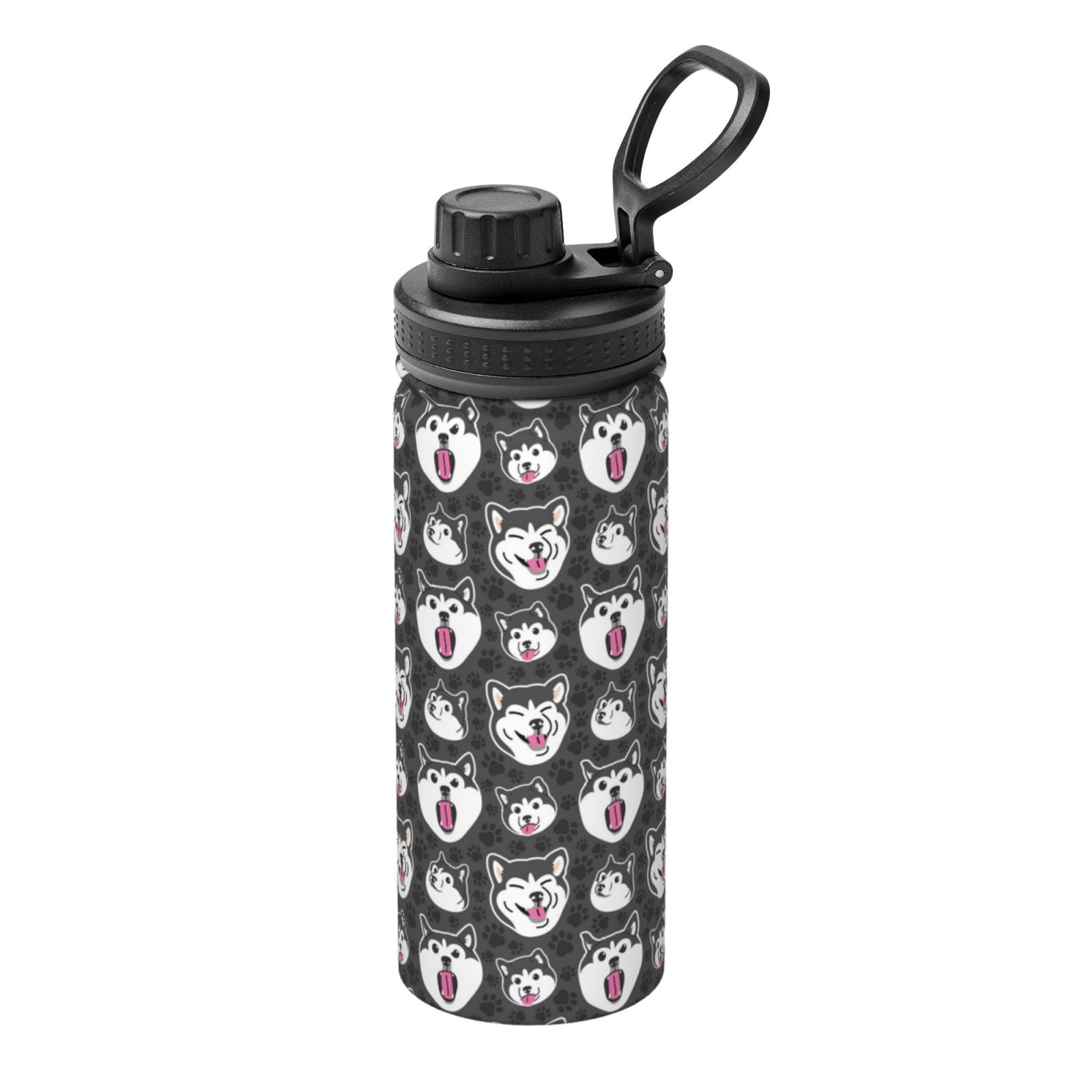 Picia HUSKY Face Pattern Water Bottle 18 oz Stainless Steel Insulated ...