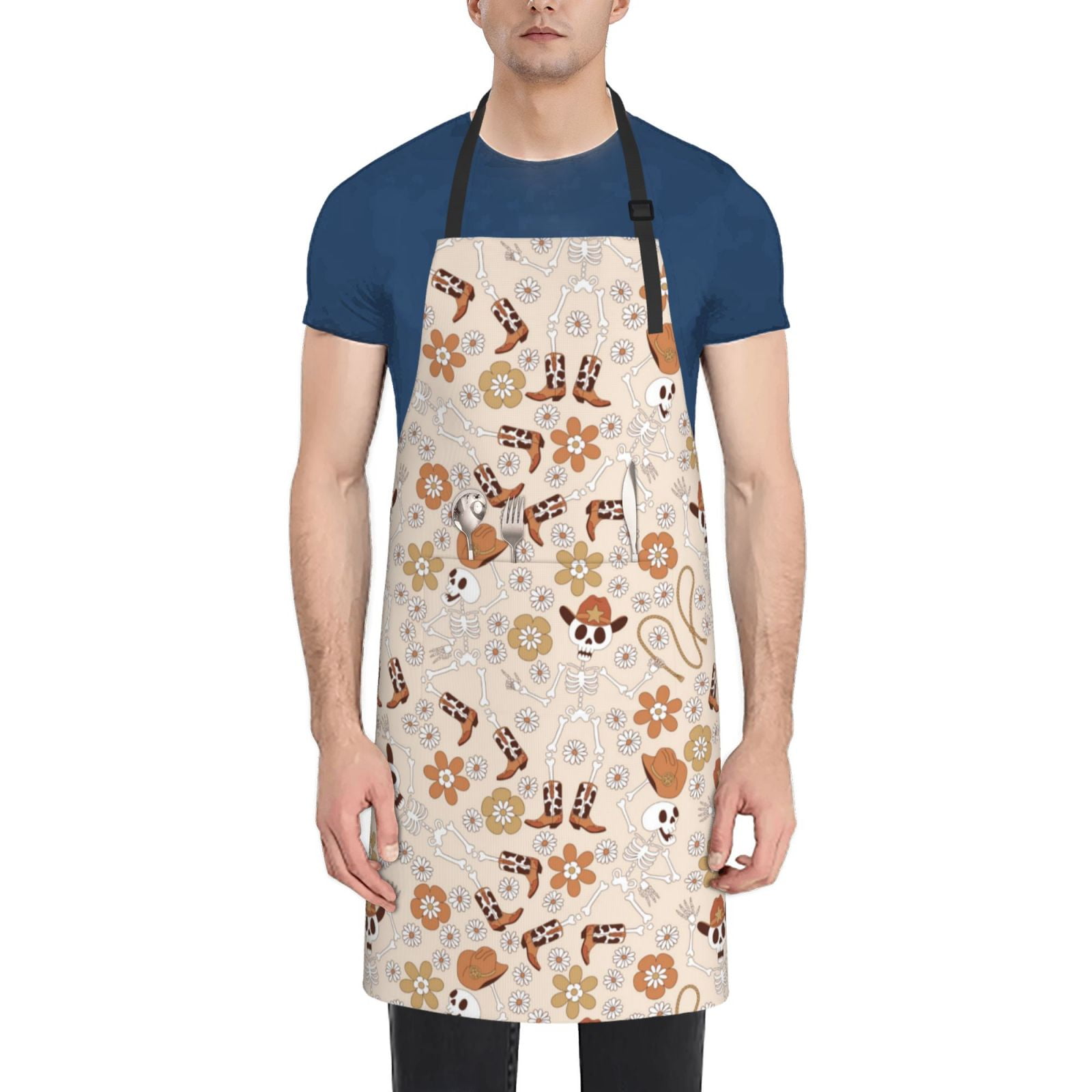 Picia Halloween Dancing Cowboy Skeleton Waterproof Apron for Unisex ...
