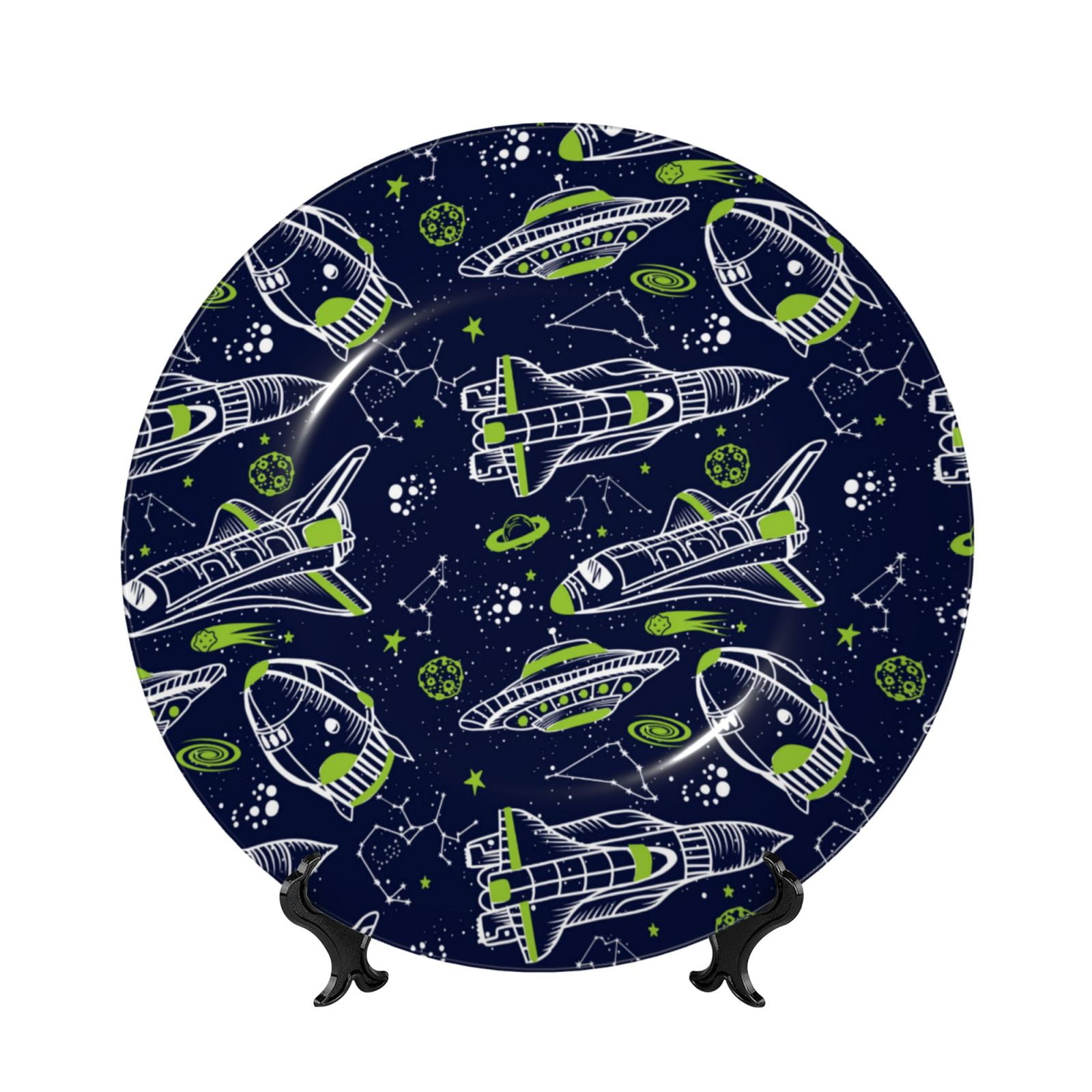 Picia Hand Drawn Rockets Pattern Bone China Decorative Plate – Wall ...