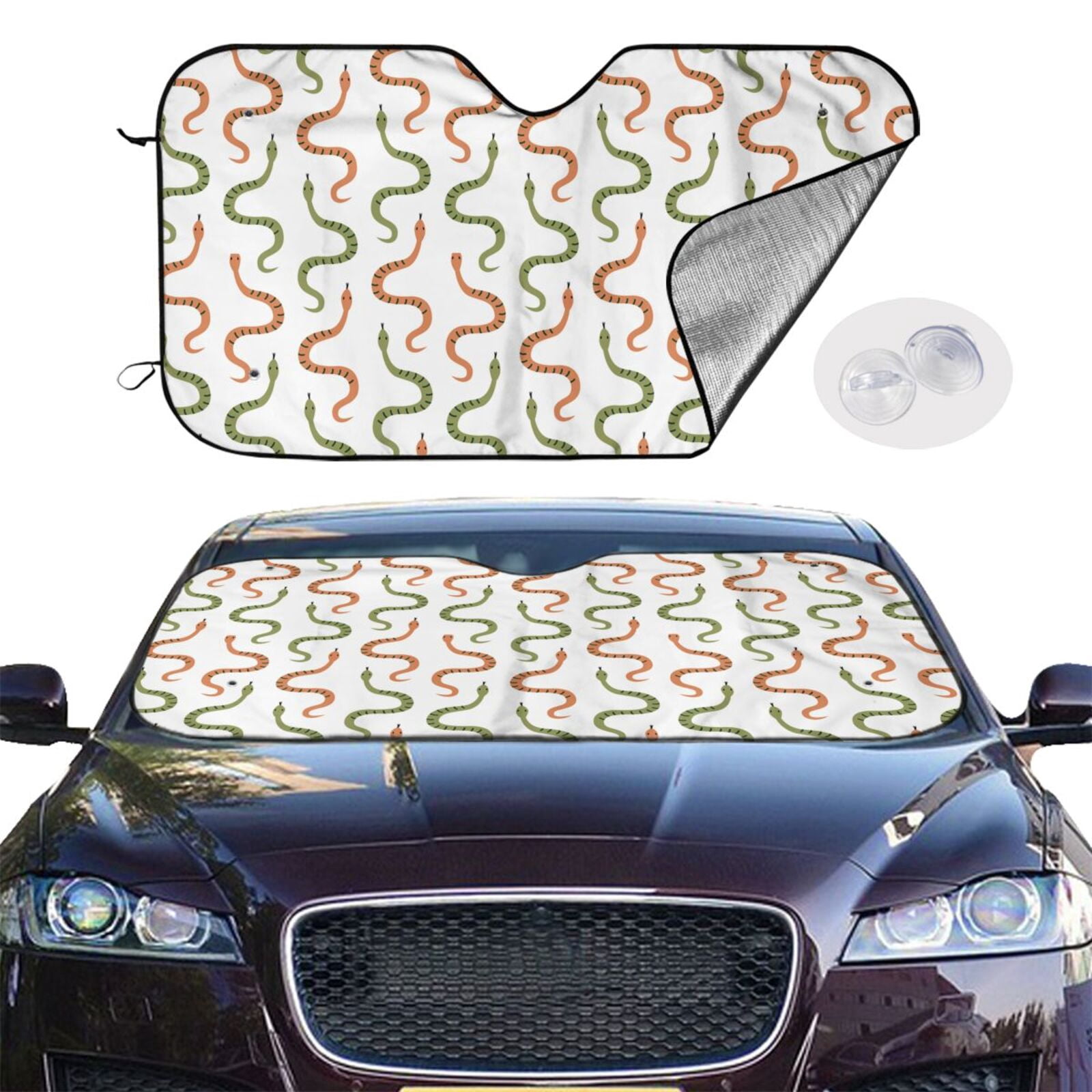 Picia Hand Drawn Snake Curved Windshield Sunshade Accordion Folding ...