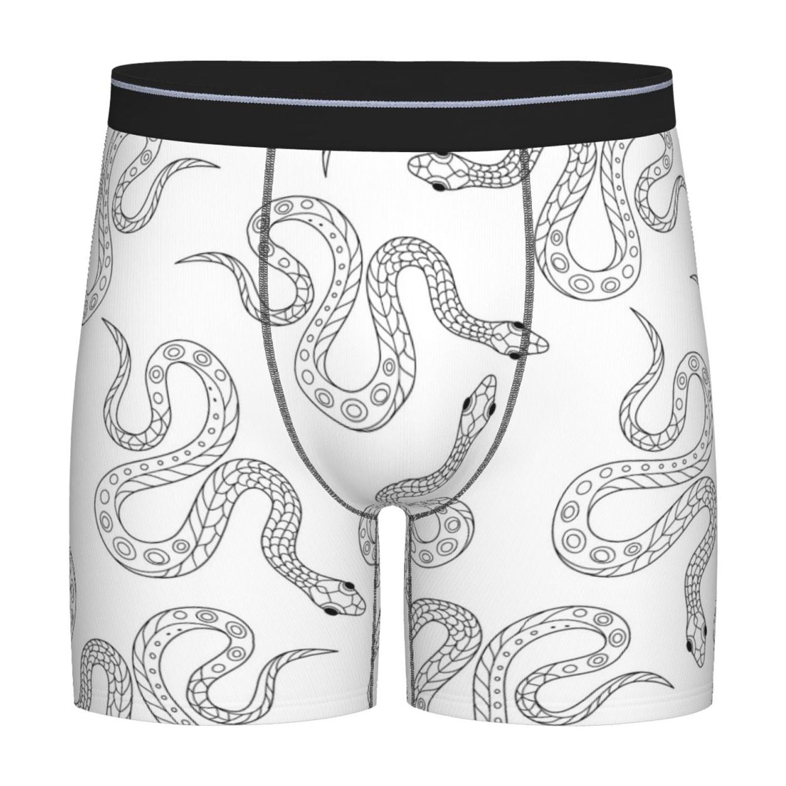 Picia Hand Drawn Snake Pattern Men's Athletic Long Leg Briefs ...