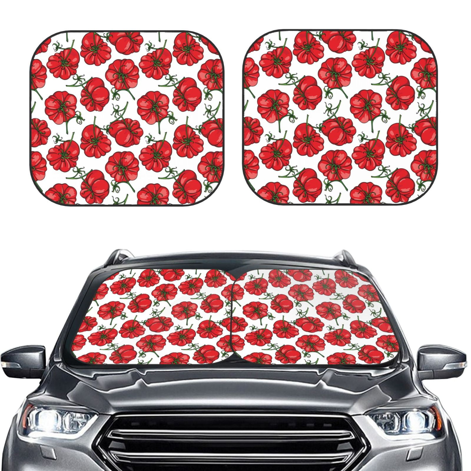 Picia Hand Drawn Tomatoes 2 Piece Car Windshield Sun Shade Foldable | Foldable Sun Shield for ...