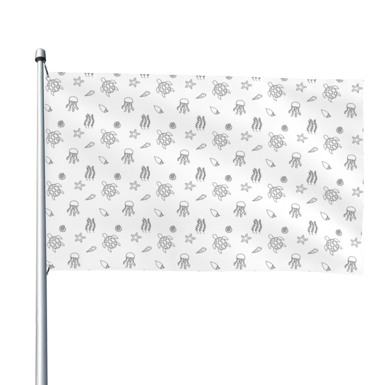Picia Hand Drawn Turtle Printed Flag ,Hand Drawn Turtle Pattern Garden ...