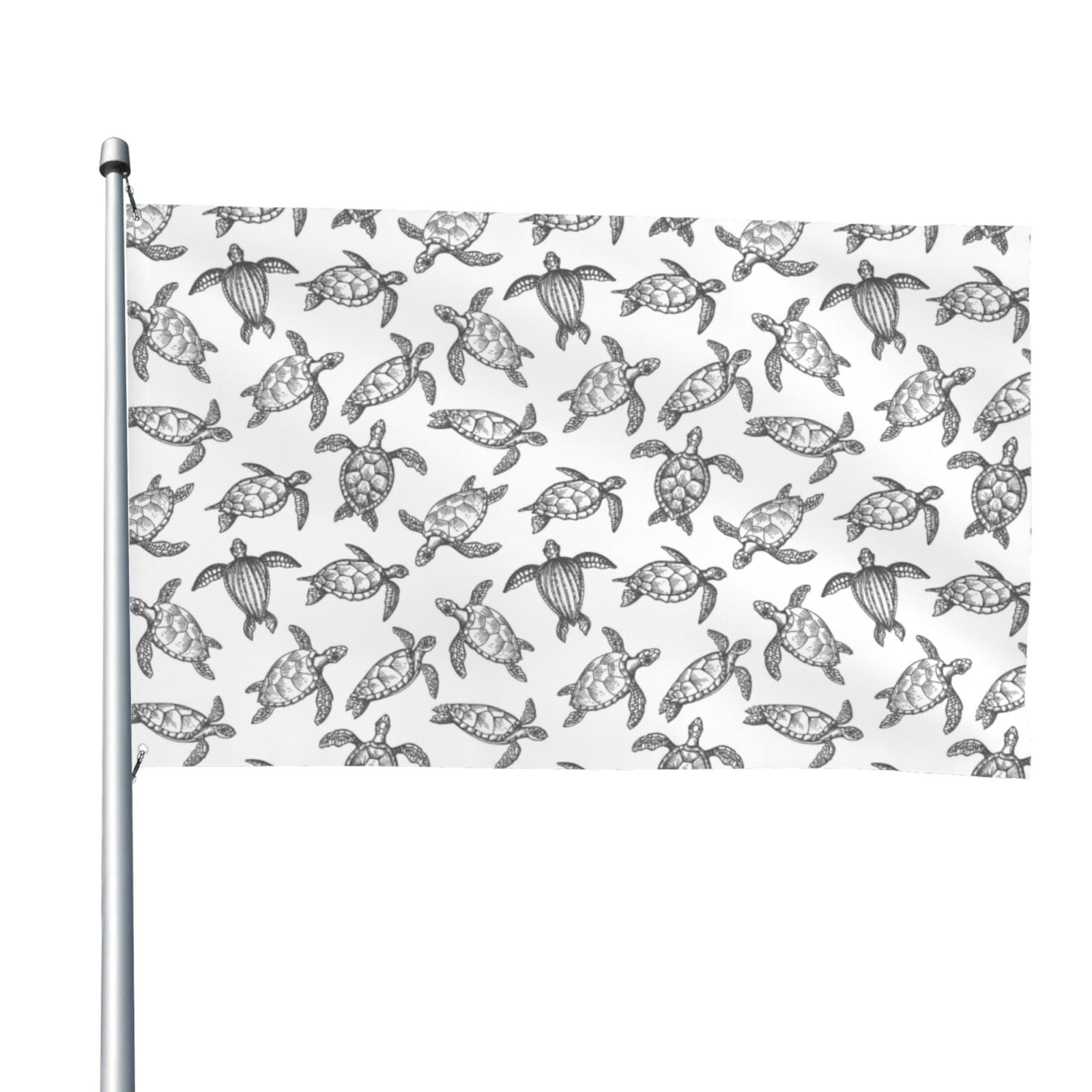 Picia Hand Drawn Turtle Printed Flag ,Hand Drawn Turtle Pattern Garden ...
