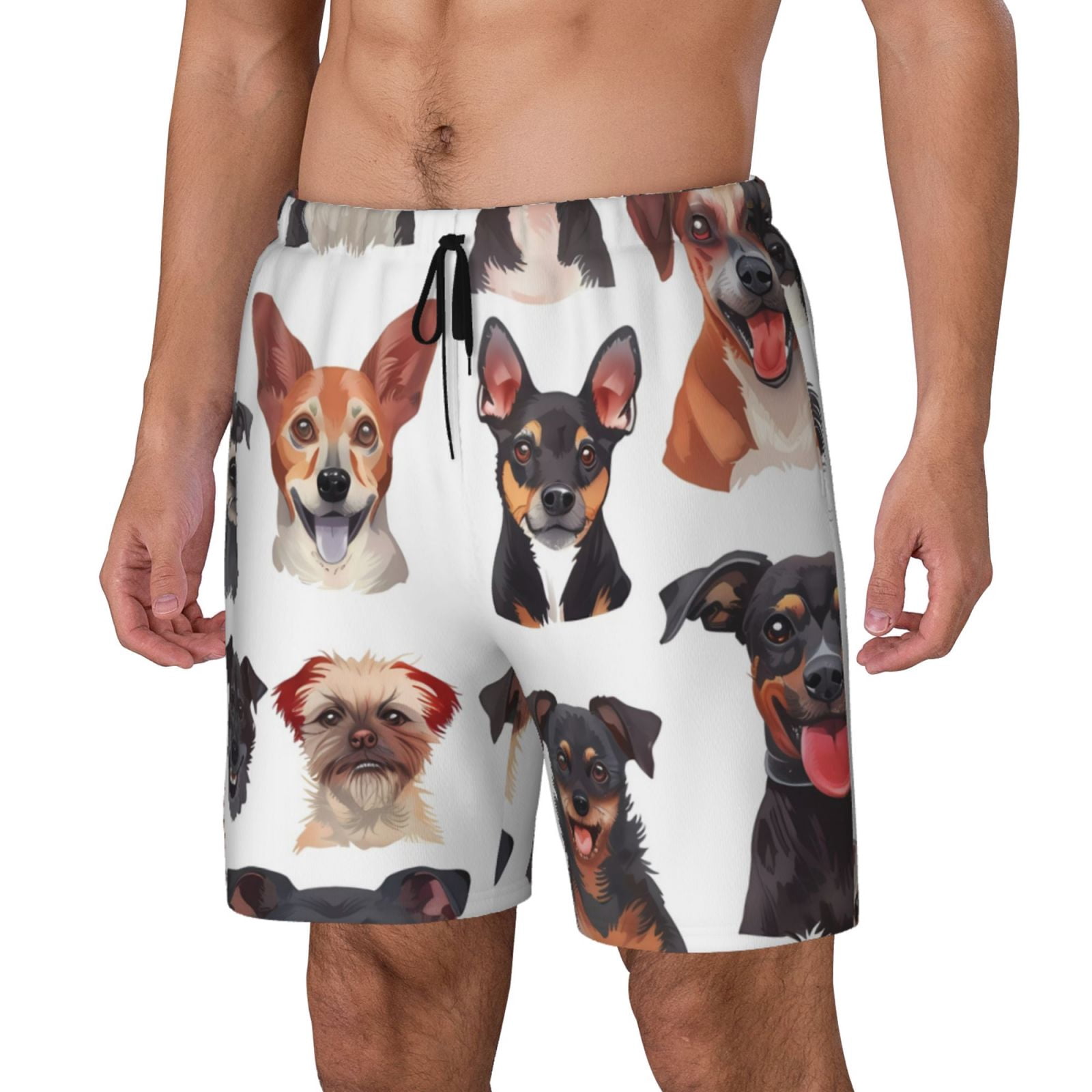 Picia Happy Dog Faces Collage pattern Mens Swim Trunks with Compression ...