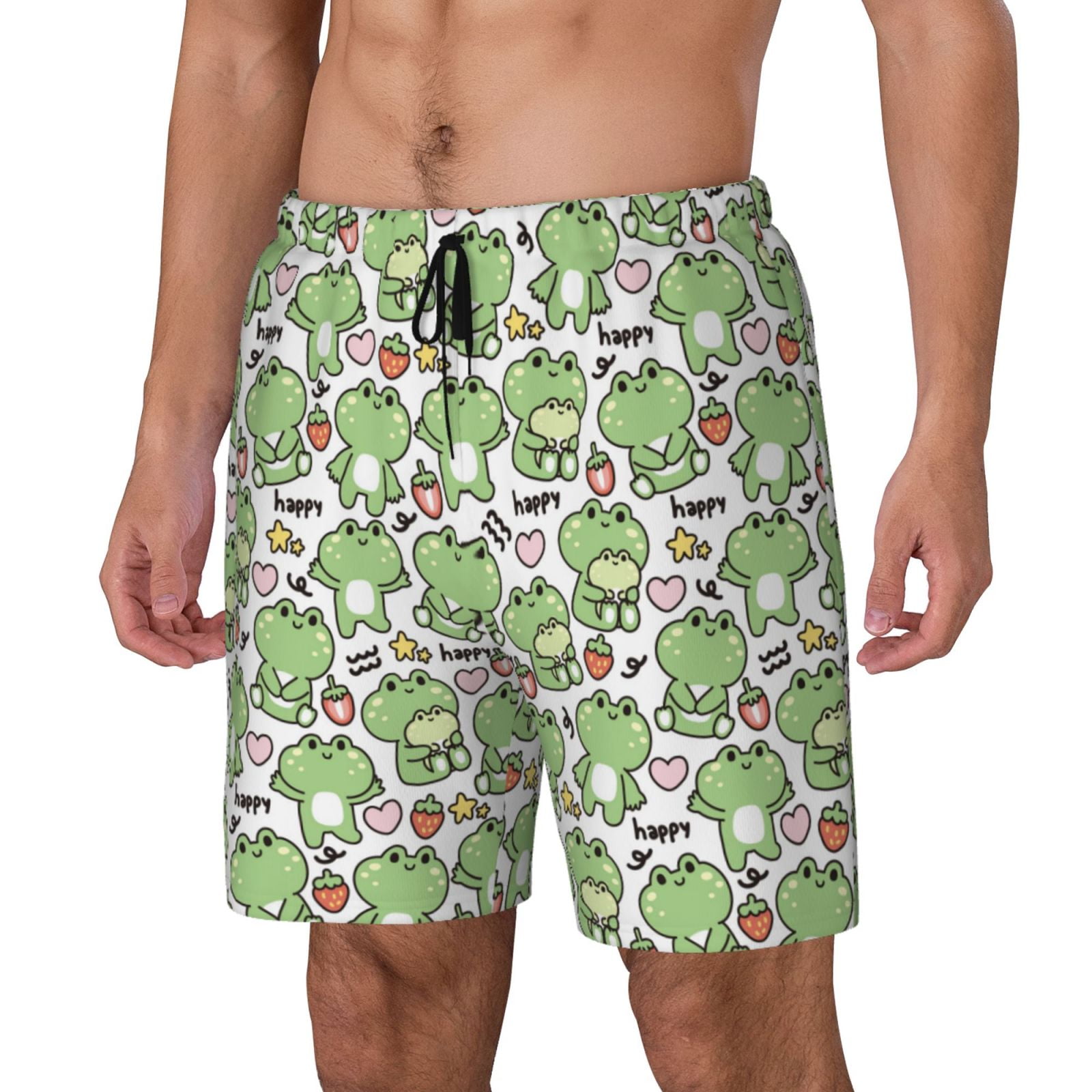 Picia Happy Frogs pattern Mens Swim Trunks with Compression Liner ...