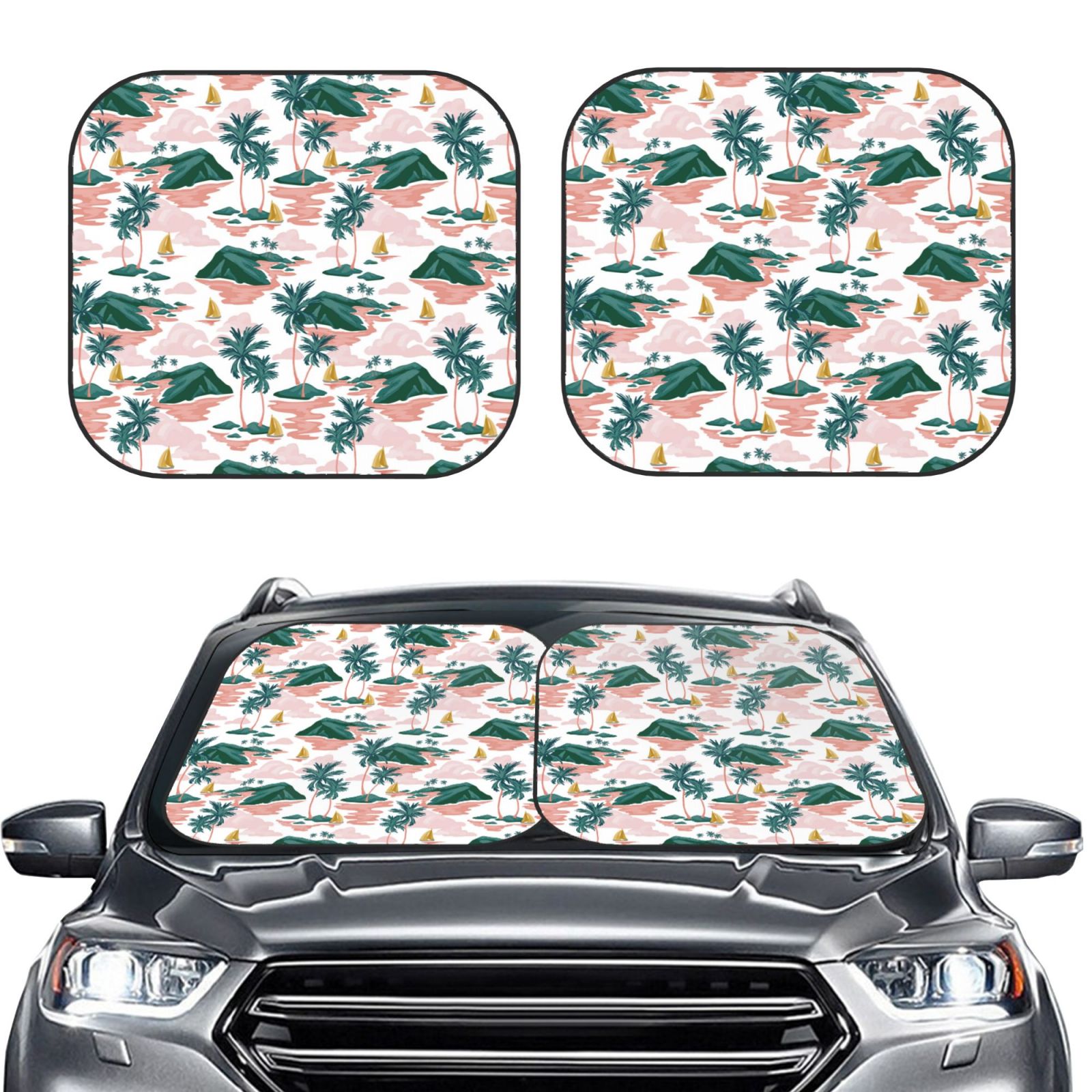 Picia Hawaii Palms 2 Piece Car Windshield Sun Shade Foldable | Foldable ...