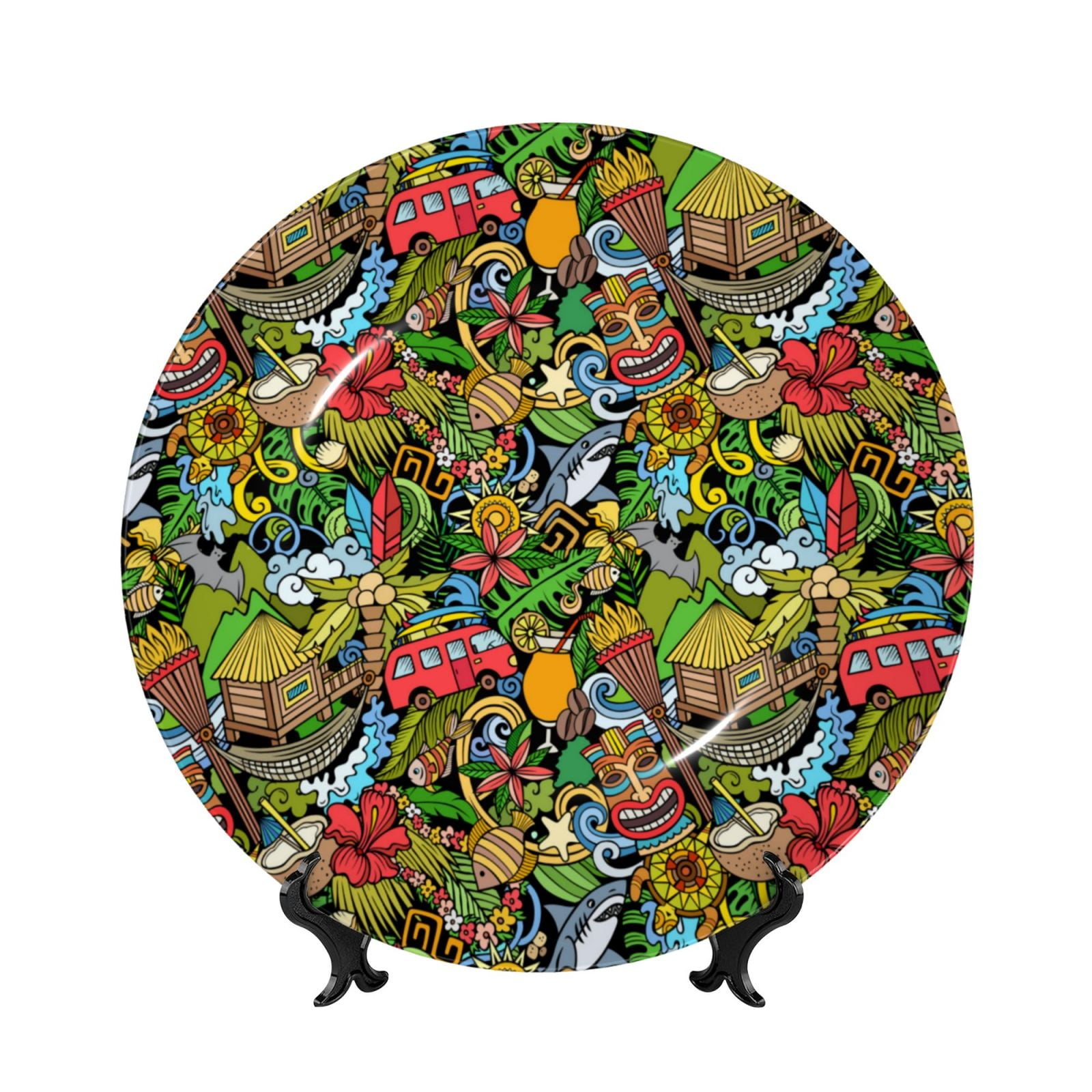 Picia Hawaiian Culture Symbols 1 Pattern Bone China Decorative Plate ...